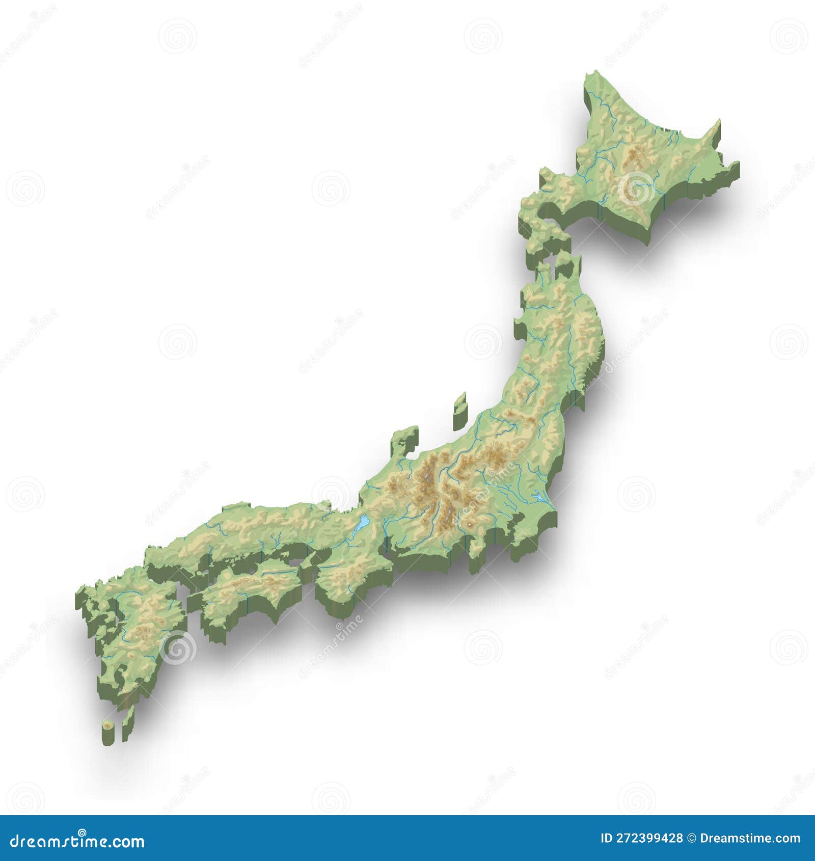 3d Isometric Relief Map of Japan Stock Illustration - Illustration of ...