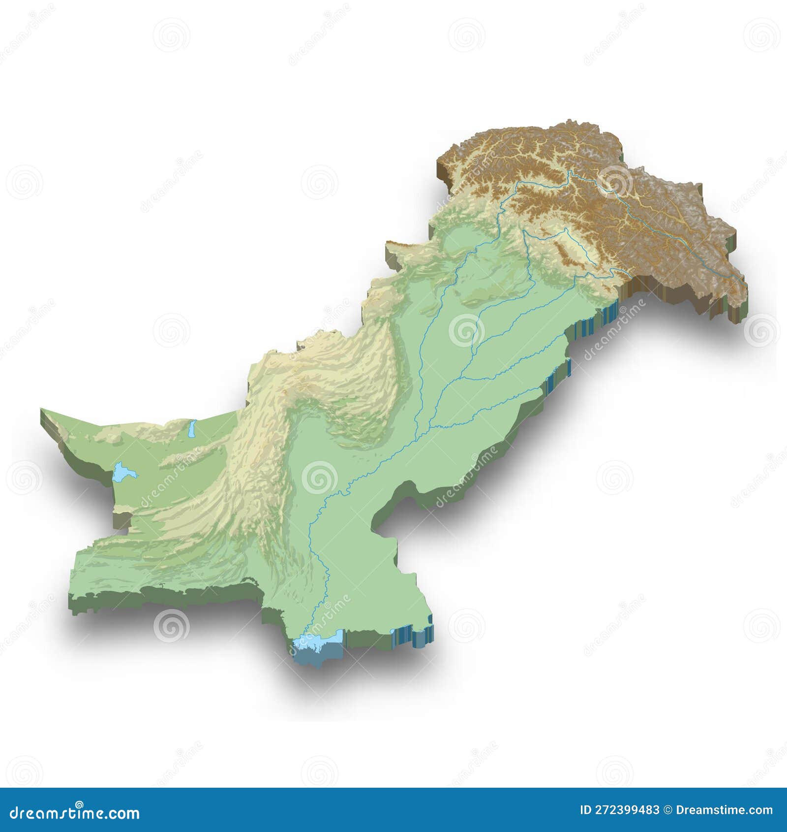 3d Isometric Relief Map of Pakistan Stock Vector - Illustration of ...