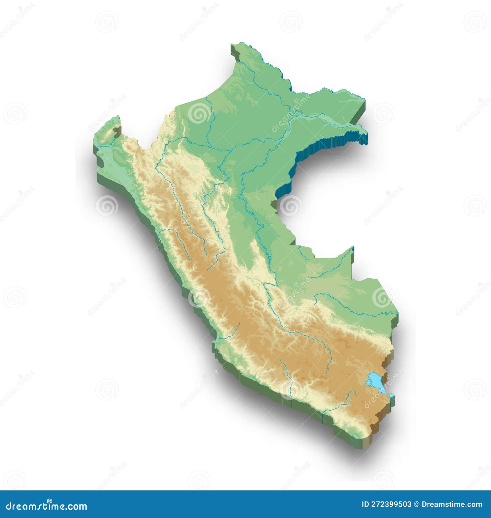 3d Isometric Relief Map of Peru Stock Vector - Illustration of ...