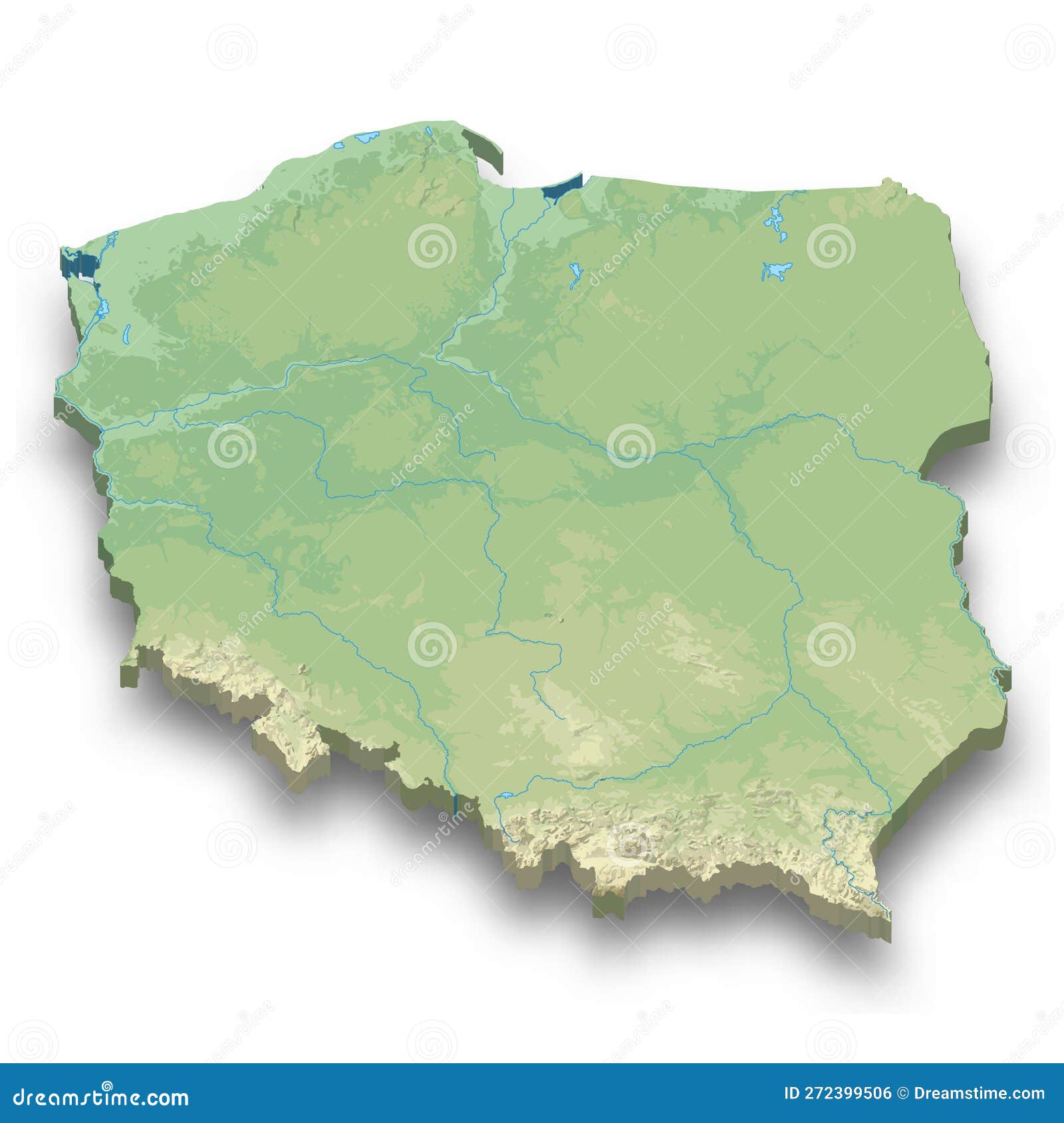 3d Isometric Relief Map of Poland Stock Vector - Illustration of ...