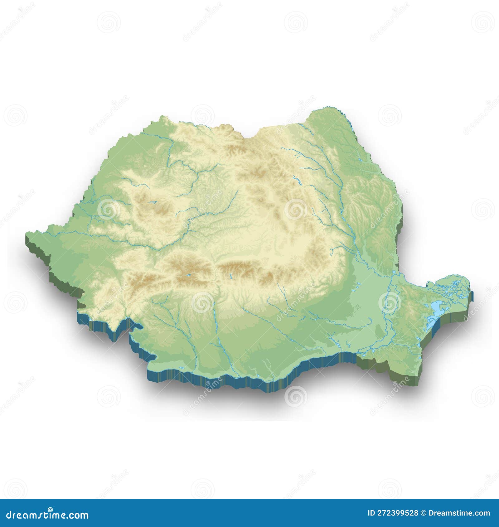 3d Isometric Relief Map of Romania Stock Vector - Illustration of ...