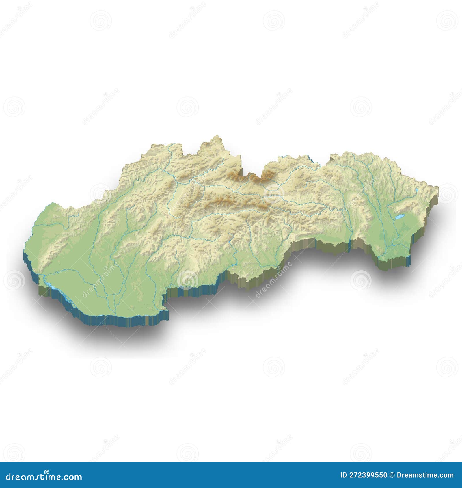 3d Isometric Relief Map of Slovakia Stock Vector - Illustration of ...