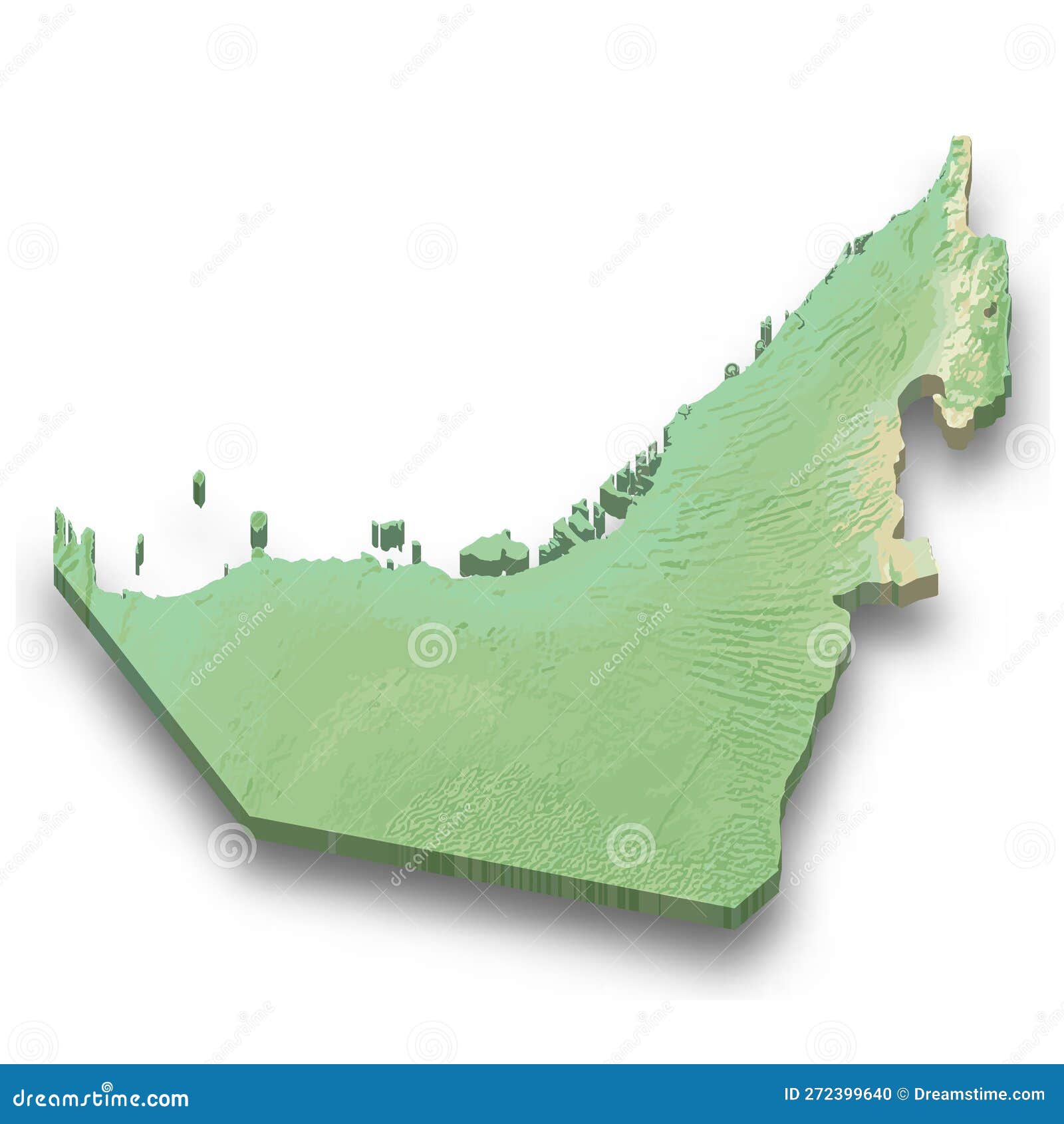 3d Isometric Relief Map of United Arab Emirates Stock Illustration ...