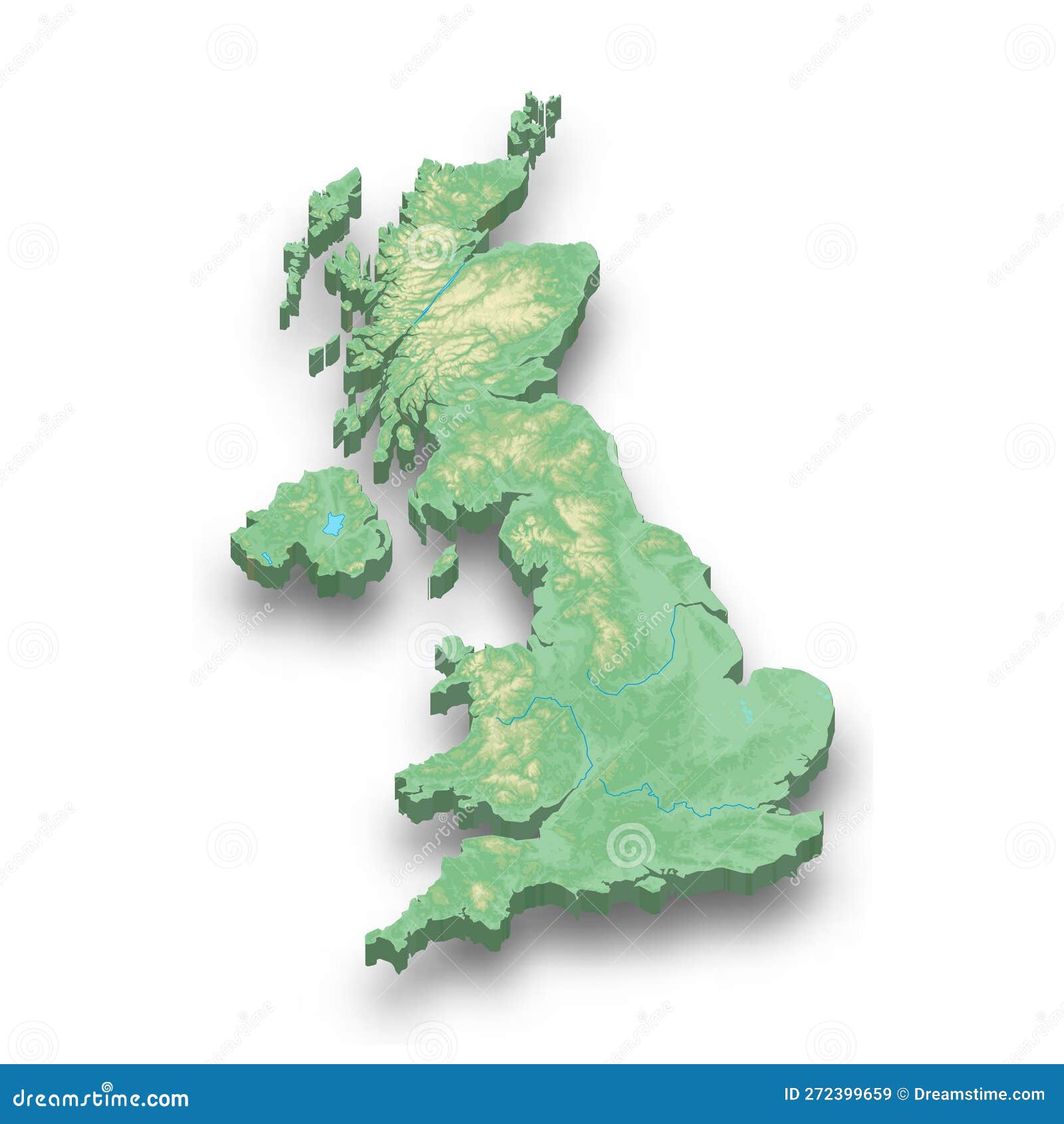 3d Isometric Relief Map of United Kingdom Stock Vector - Illustration ...
