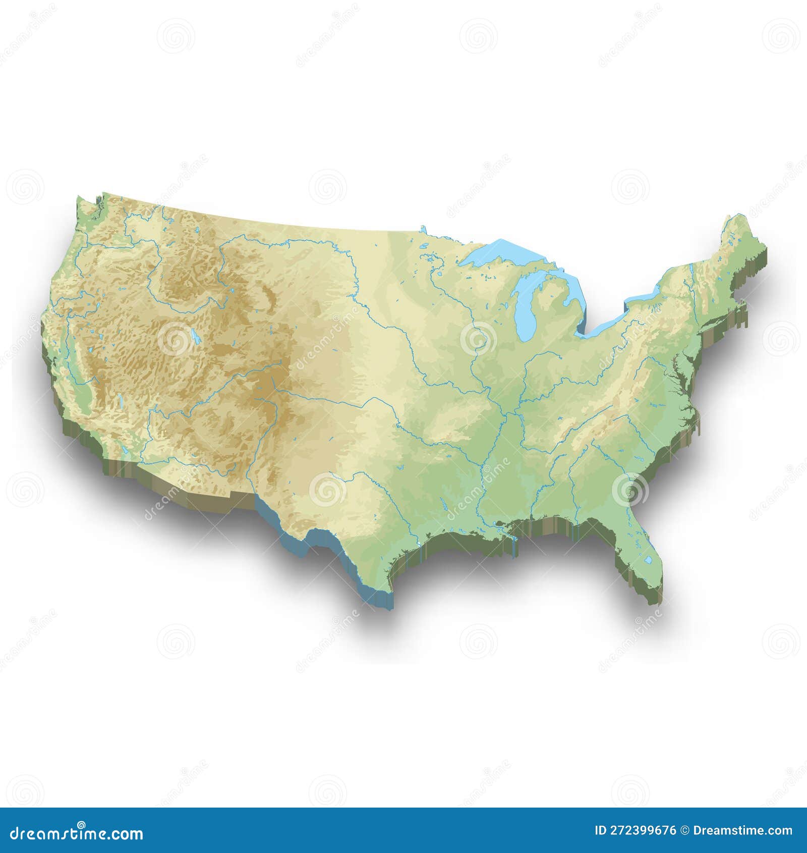 3d Isometric Relief Map of United States Stock Vector - Illustration of ...