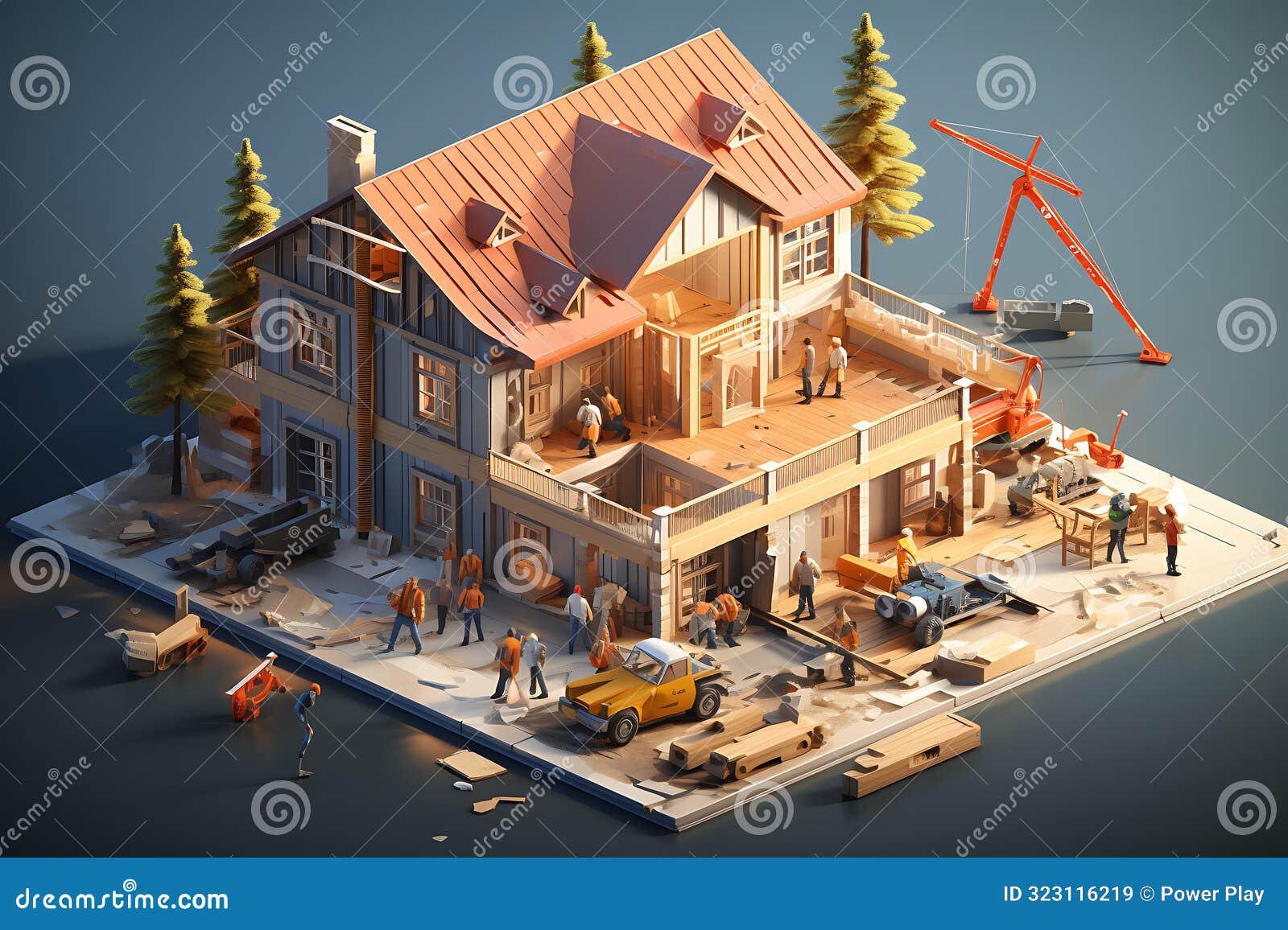 Isometric 3D Rendering Of A Robotic Assembly Station In Art Royalty ...