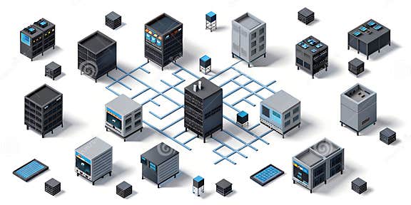 A 3D Isometric Representation of a Network of Interconnected Servers ...