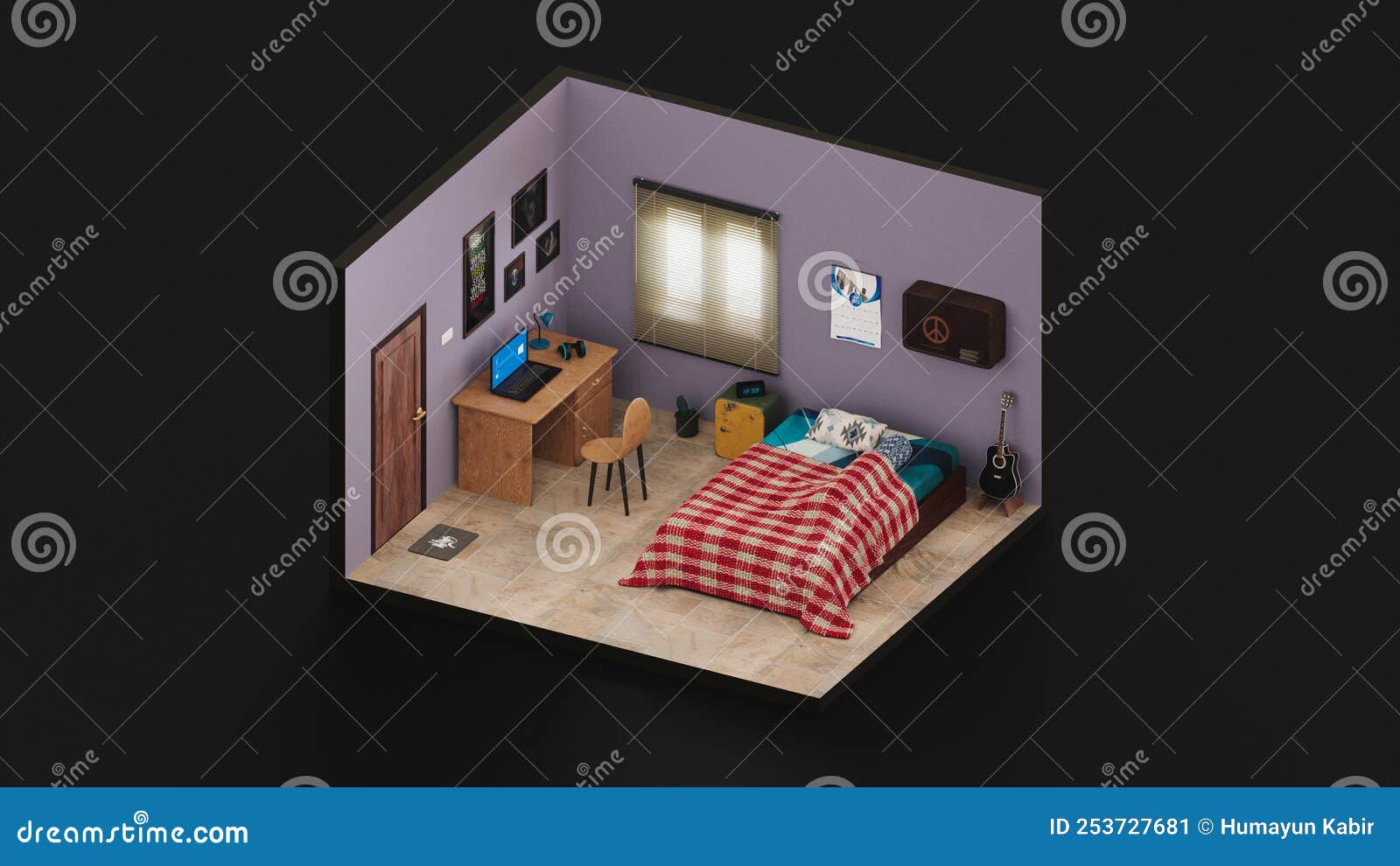 3D Isometric Room Open Inside Interior Architecture, 3d Rendering Stock ...