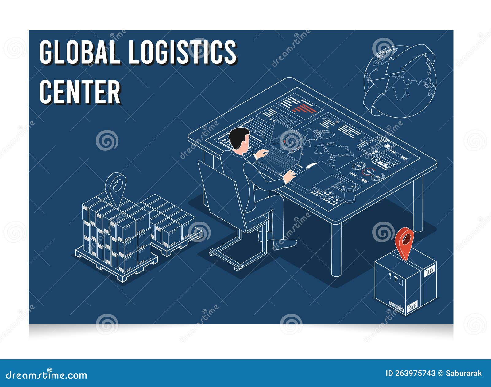 3D Isometric Set Of Logistics Solutions Concept With Global Logistics ... 3D Isometric Set Of Logistics Solutions Concept With Global Logistics ...