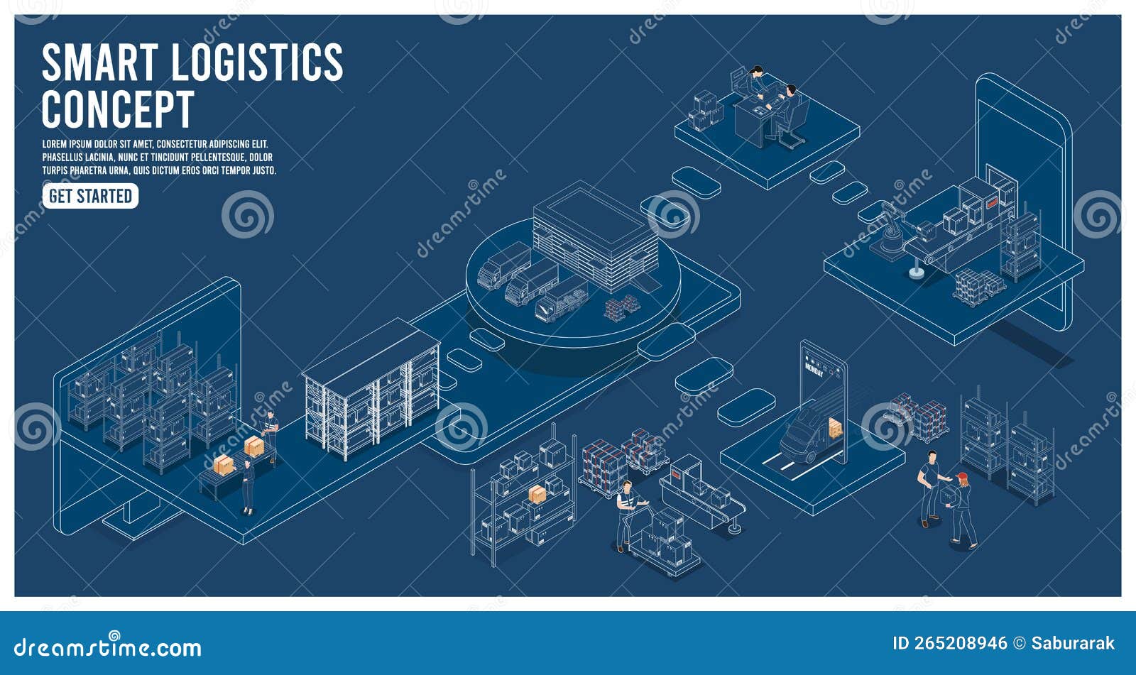 3D Isometric Smart Logistics Concept with Warehouse Logistics and ... 3D Isometric Smart Logistics Concept with Warehouse Logistics and ...