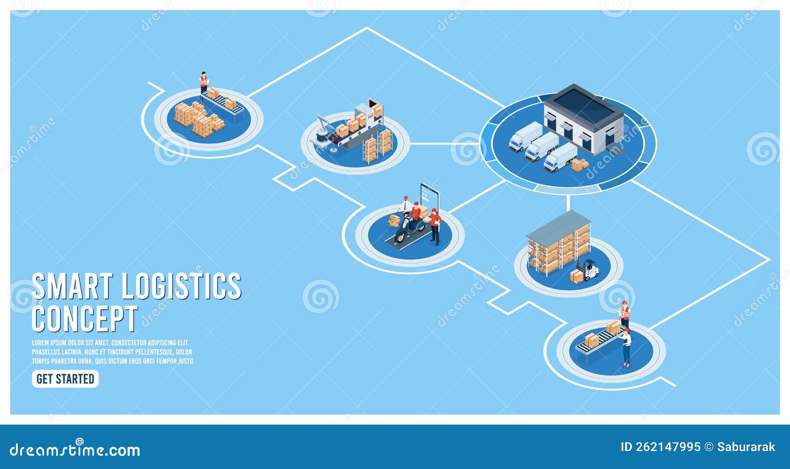 3D Isometric Smart Logistics Concept with Warehouse Logistics and ... 3D Isometric Smart Logistics Concept with Warehouse Logistics and ...