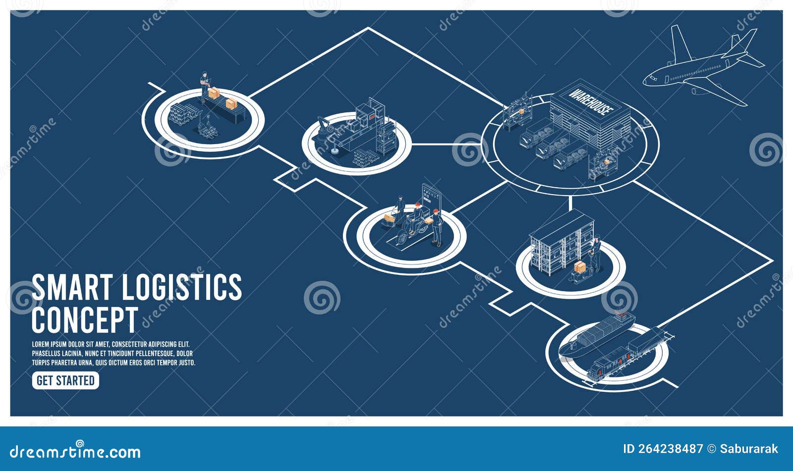 3D Isometric Smart Logistics Concept With Warehouse Logistics And ... 3D Isometric Smart Logistics Concept With Warehouse Logistics And ...