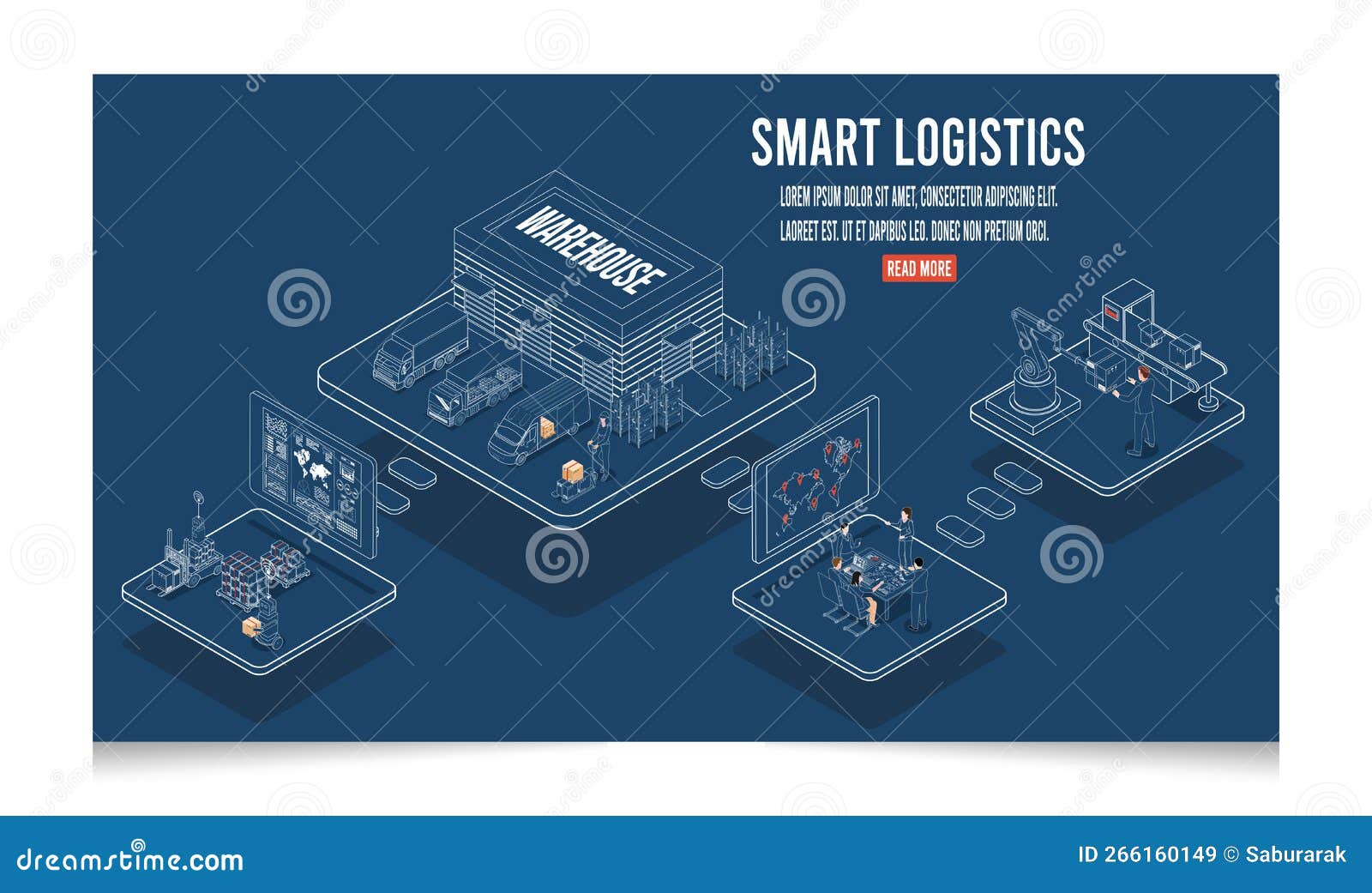 3D Isometric Smart Logistics Concept with Warehouse Logistics and ... 3D Isometric Smart Logistics Concept with Warehouse Logistics and ...