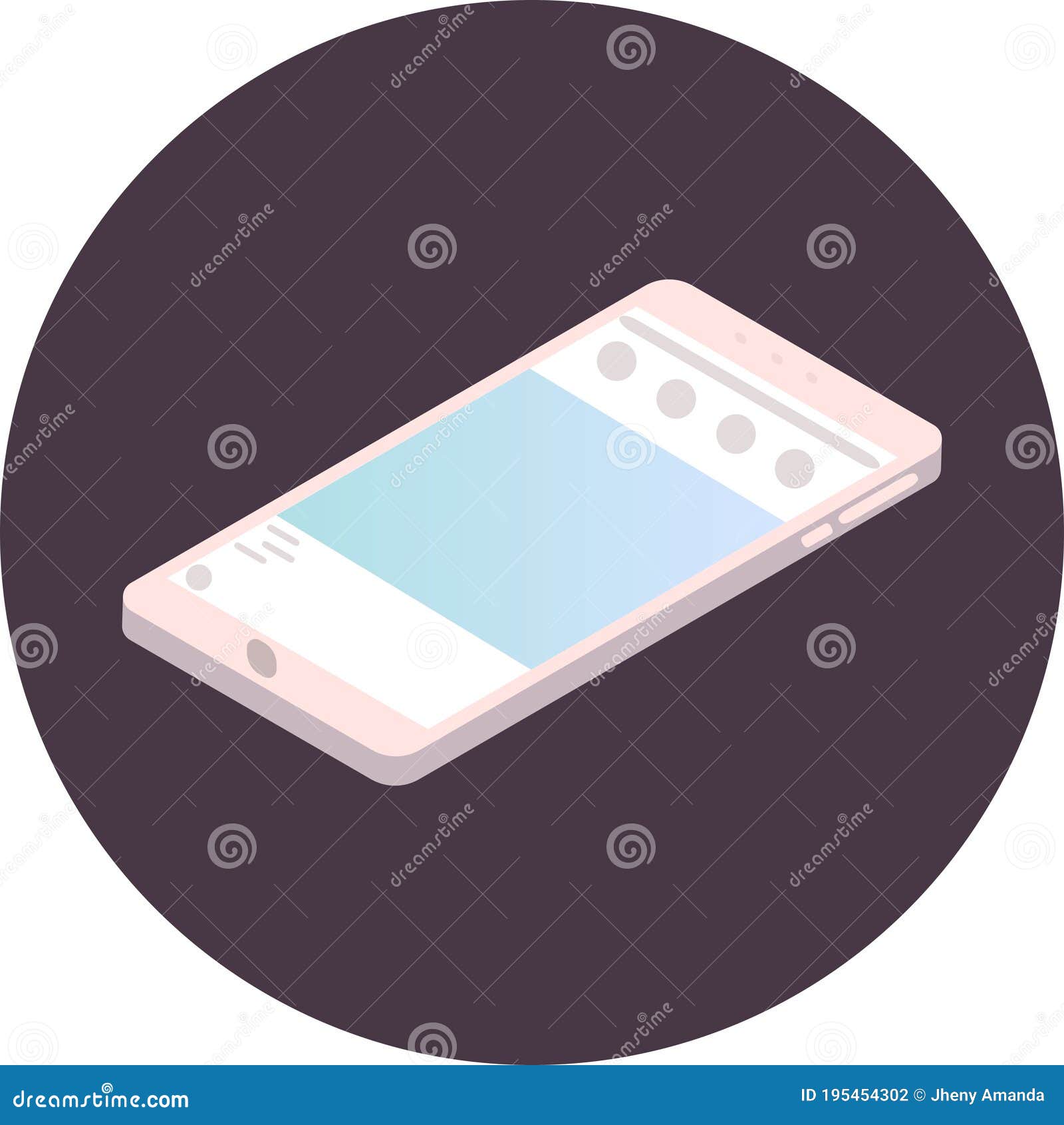 3d Isometric Smartphone in Circle Icon. Realistic Cell Phone Can Be a ...