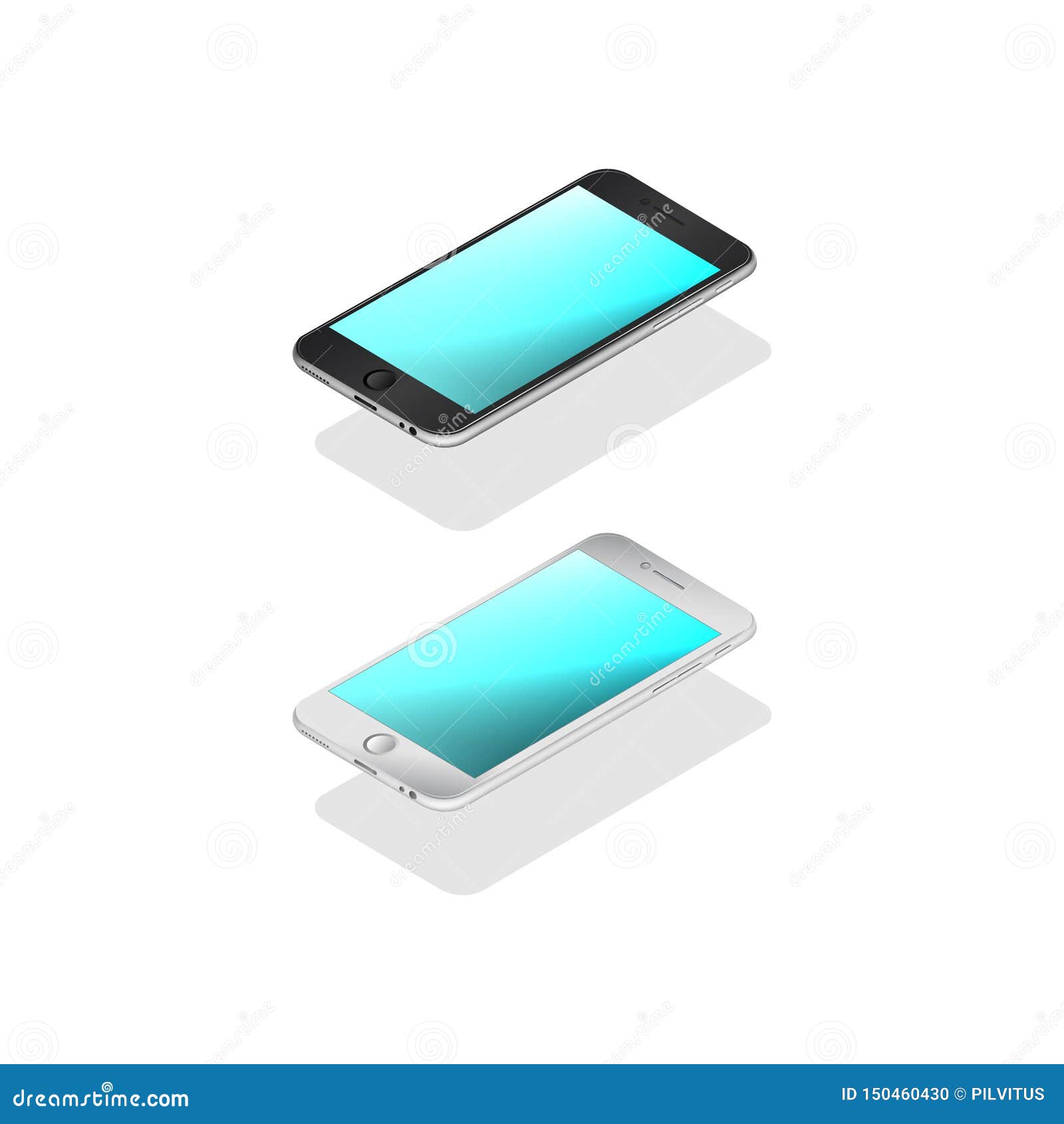 3d Isometric Smartphone. Vector Realistic Cell Phone in Perspective Top ...