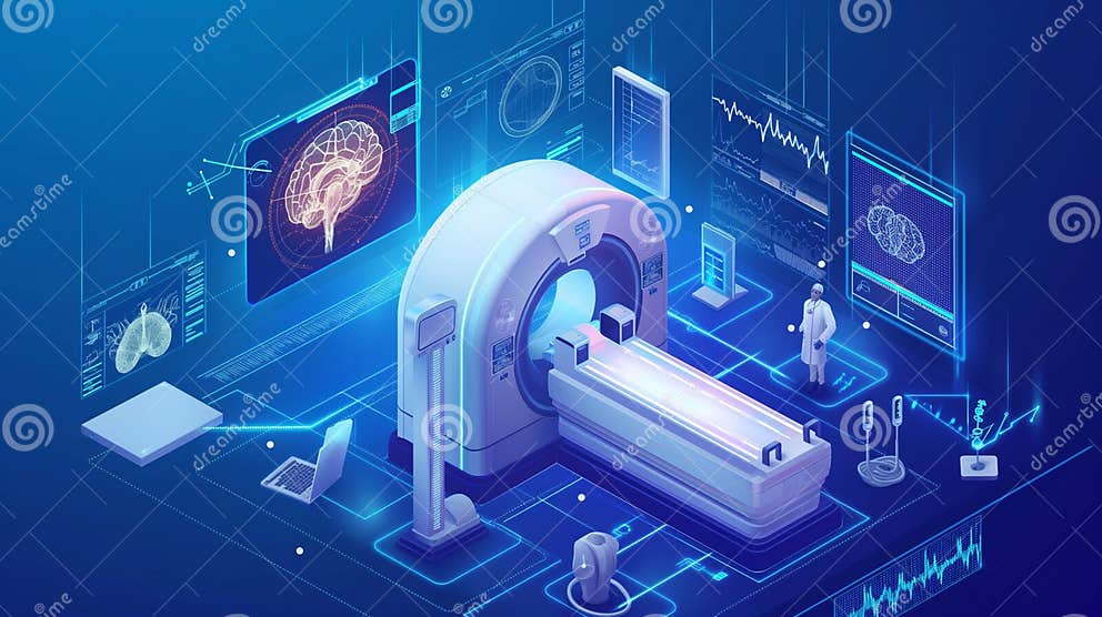 3D Isometric Vector AI-enhanced Medical Imaging and Diagnostics Stock ...
