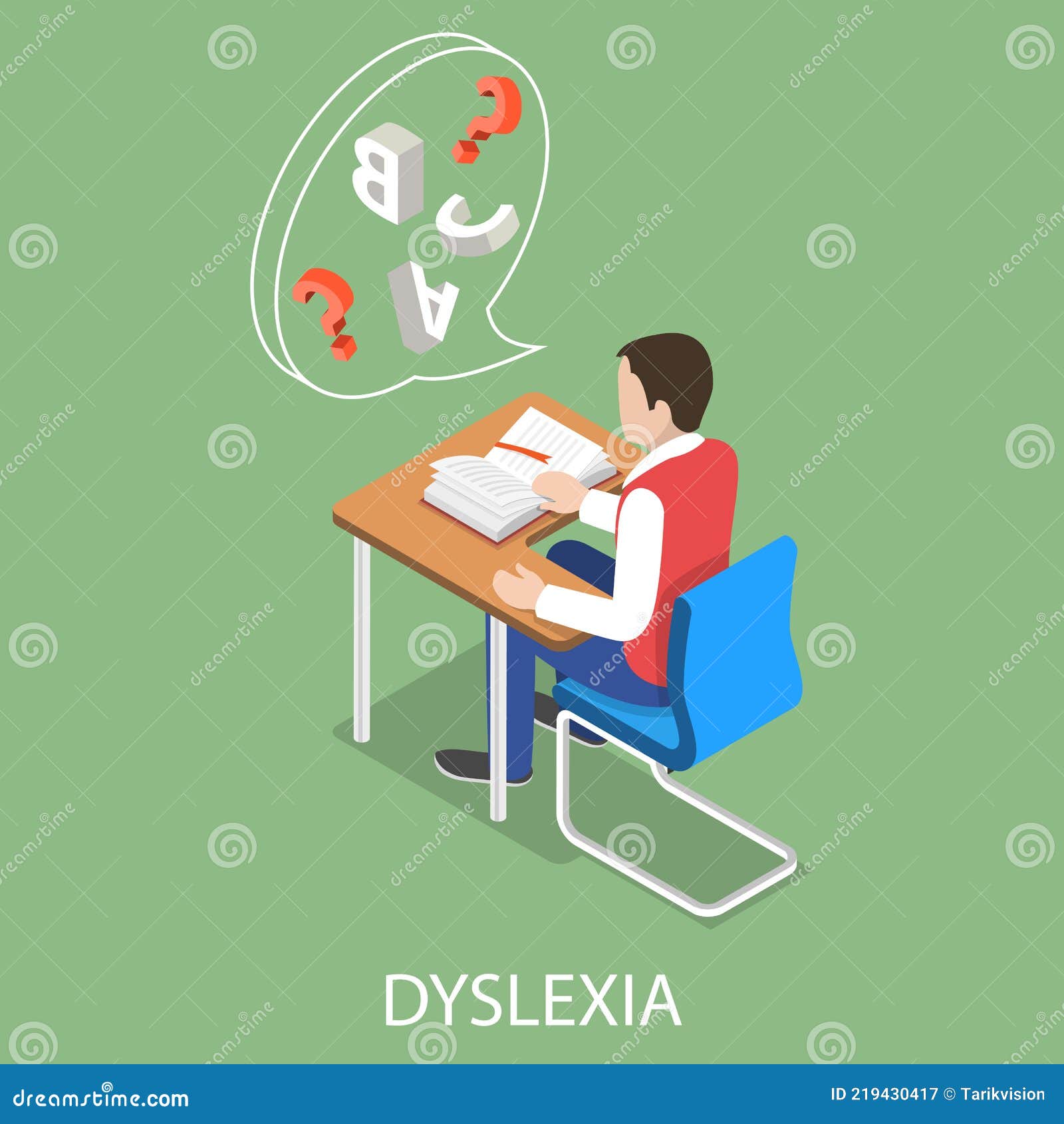 3D Isometric Vector Conceptual Illustration of Dyslexia - Learning ...