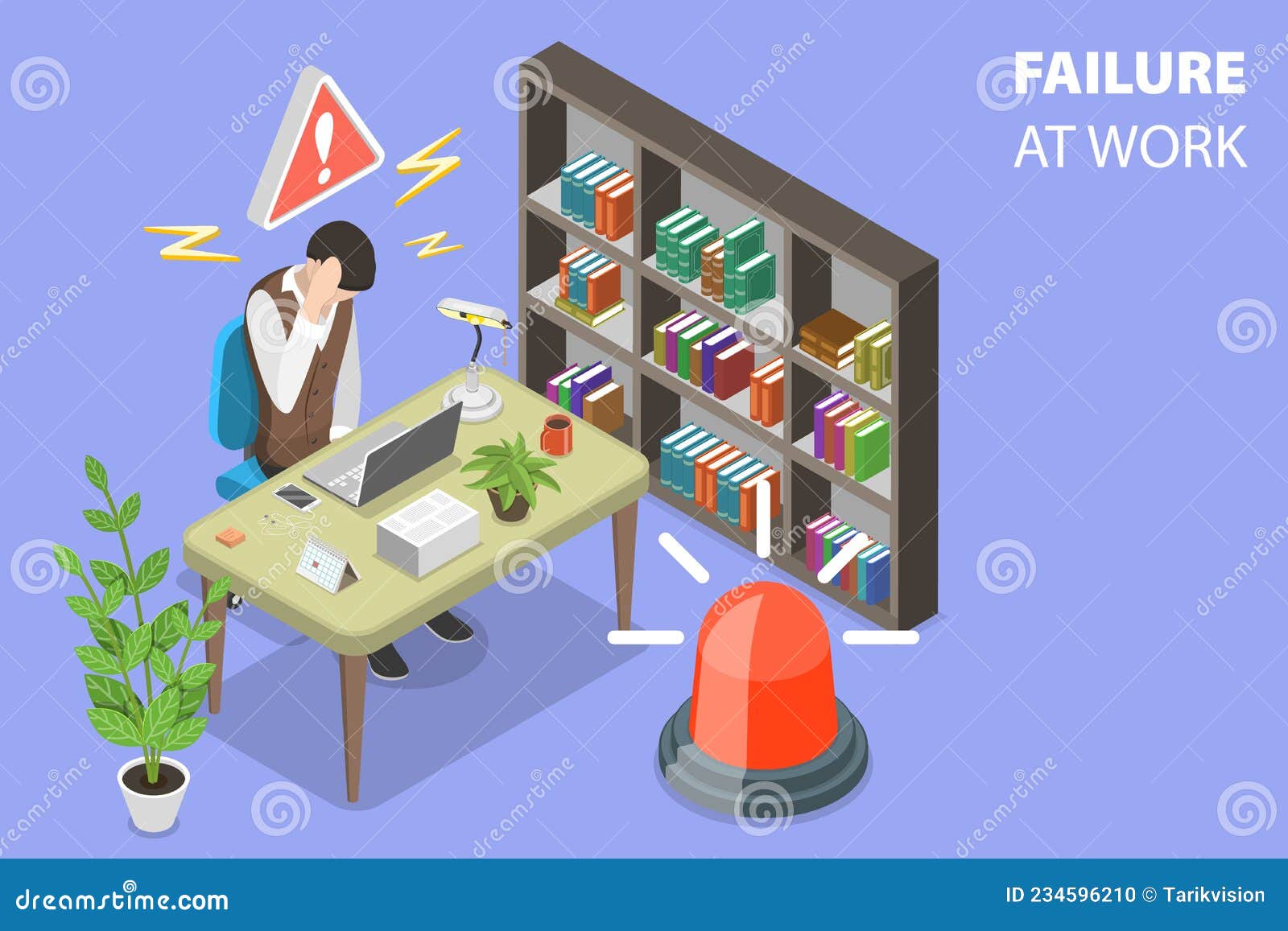 3D Isometric Flat Vector Conceptual Illustration of Failure at Work ...