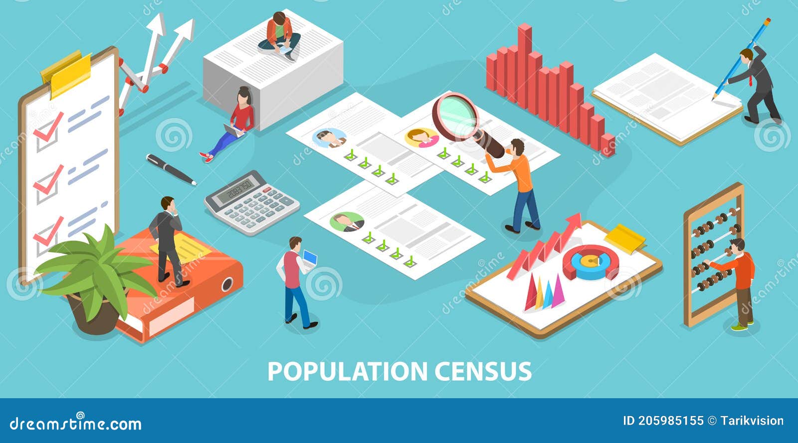 3D Isometric Vector Conceptual Illustration of Population Census. Stock ...