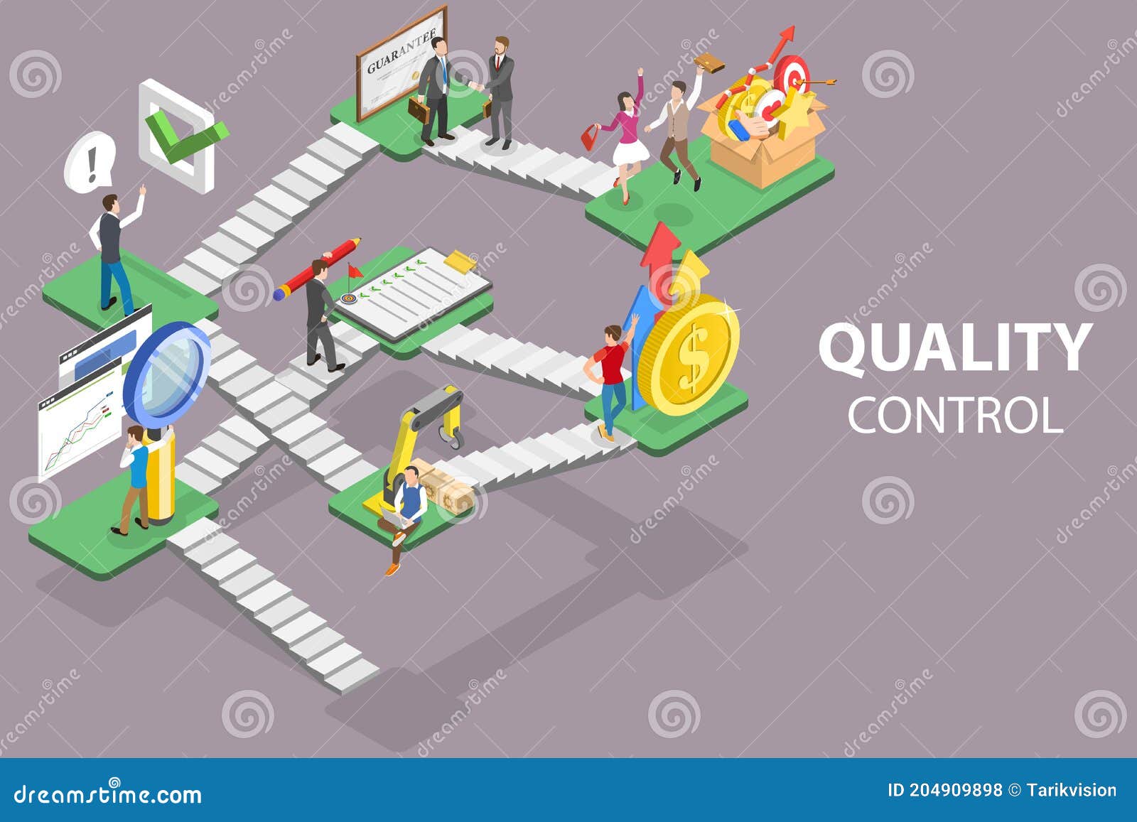 3D Isometric Vector Conceptual Illustration of Quality Control. Stock ...