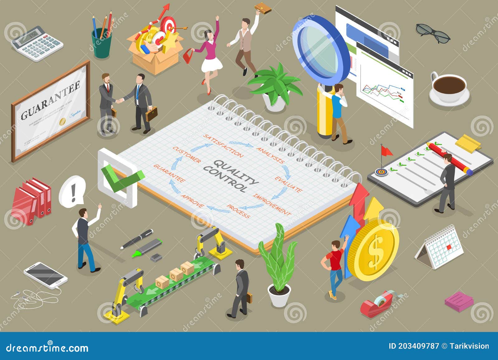 3D Isometric Vector Conceptual Illustration of Quality Control. Stock ...