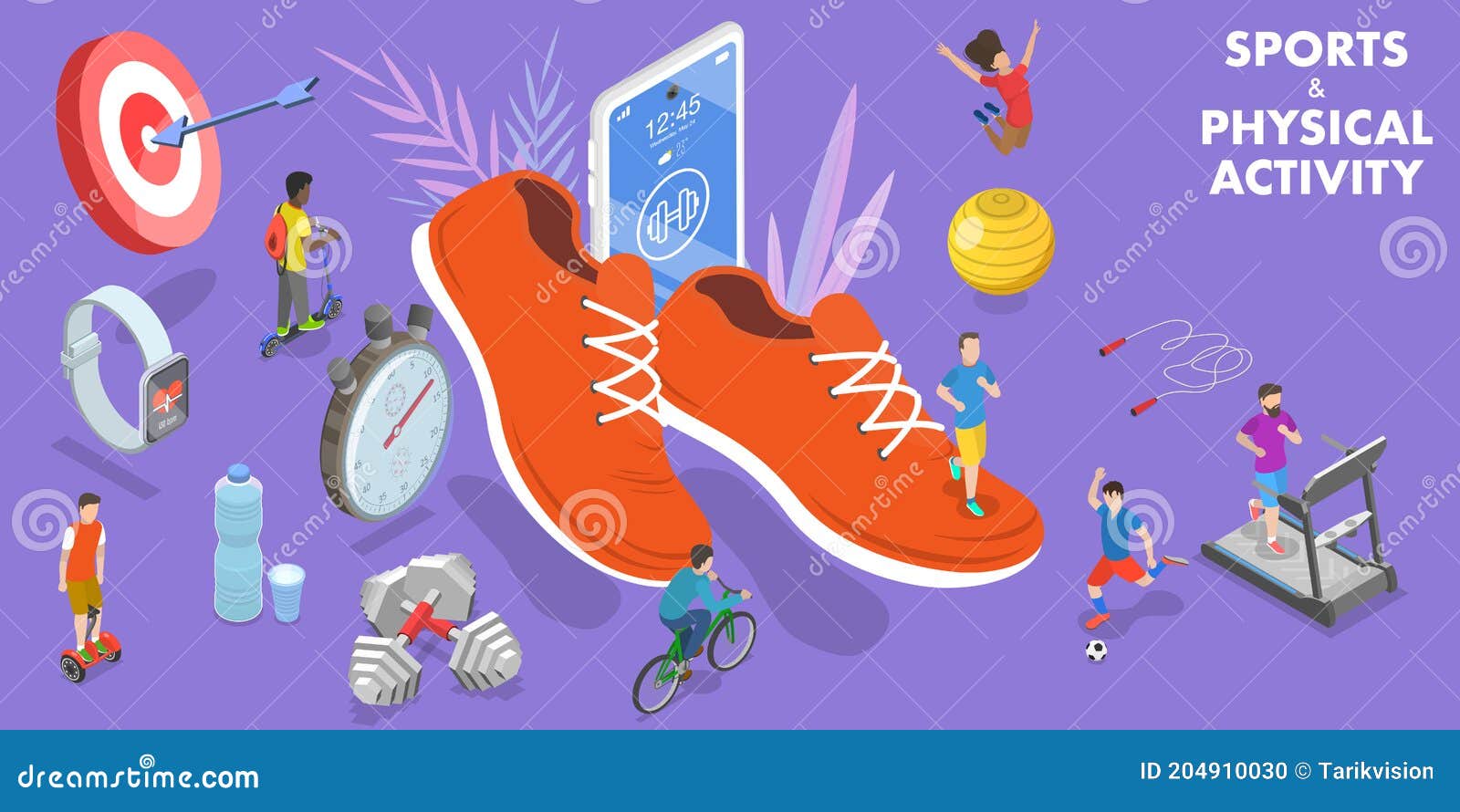 3D Isometric Vector Conceptual Illustration of Sports and Physical ...