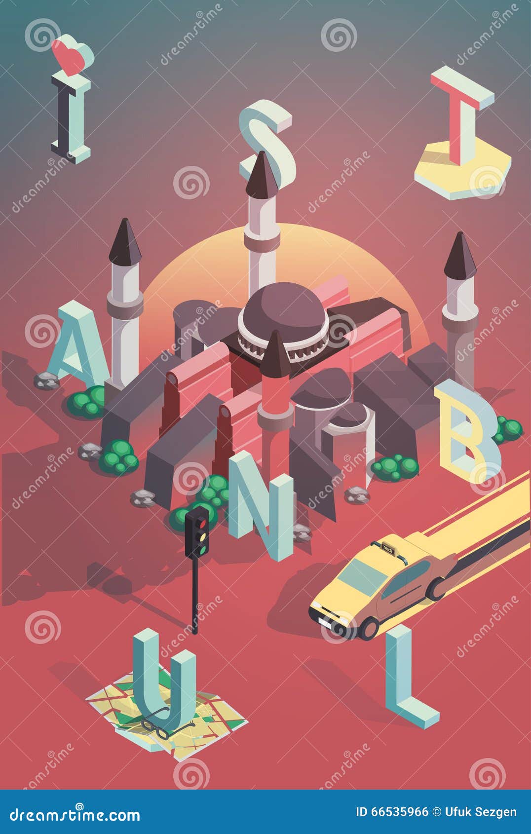 3d Isometric Vector Illustration Istanbul Stock Vector - Illustration ...