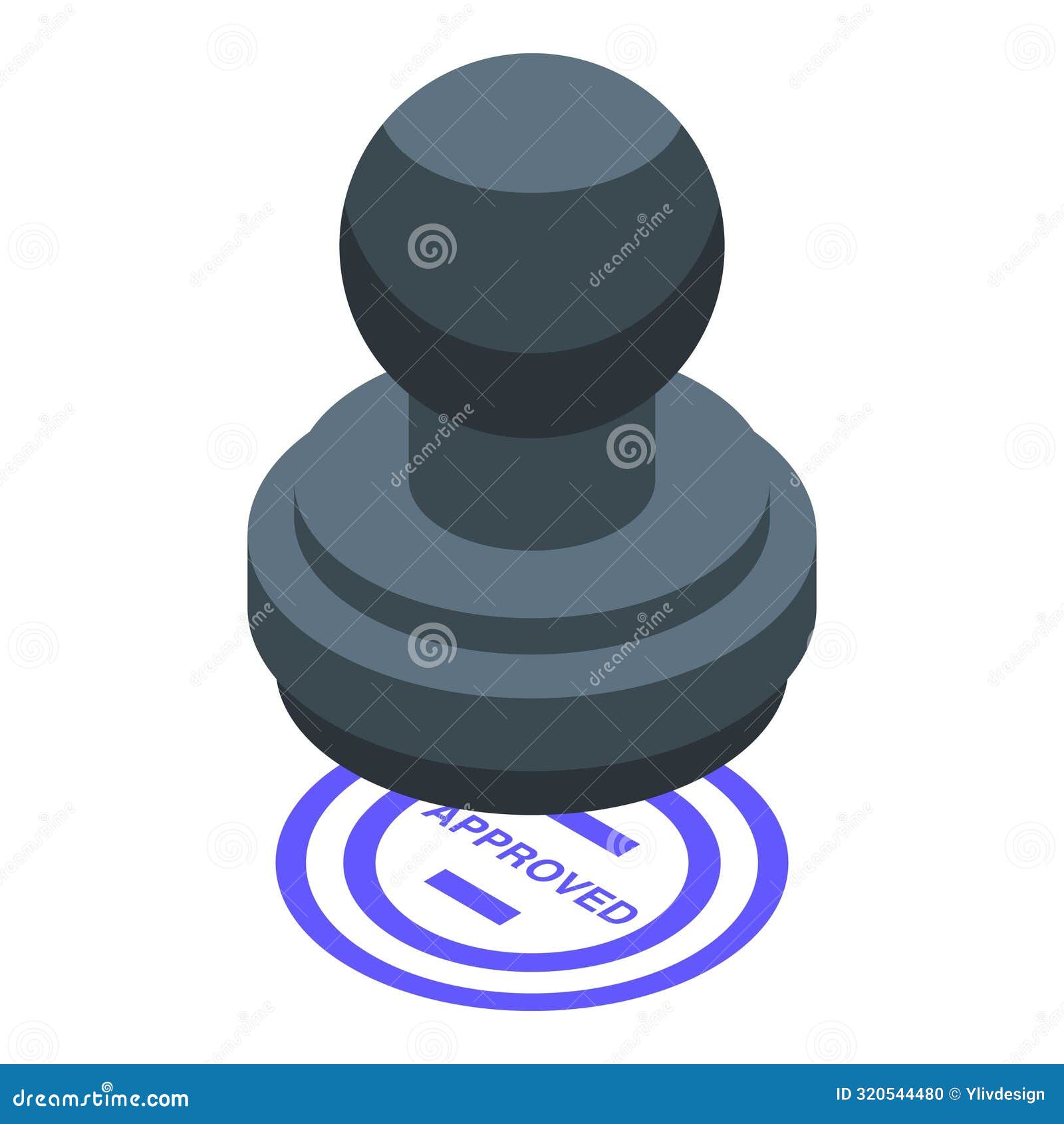 3d Isometric Vector Illustration of a Rubber Stamp with an Approved ...