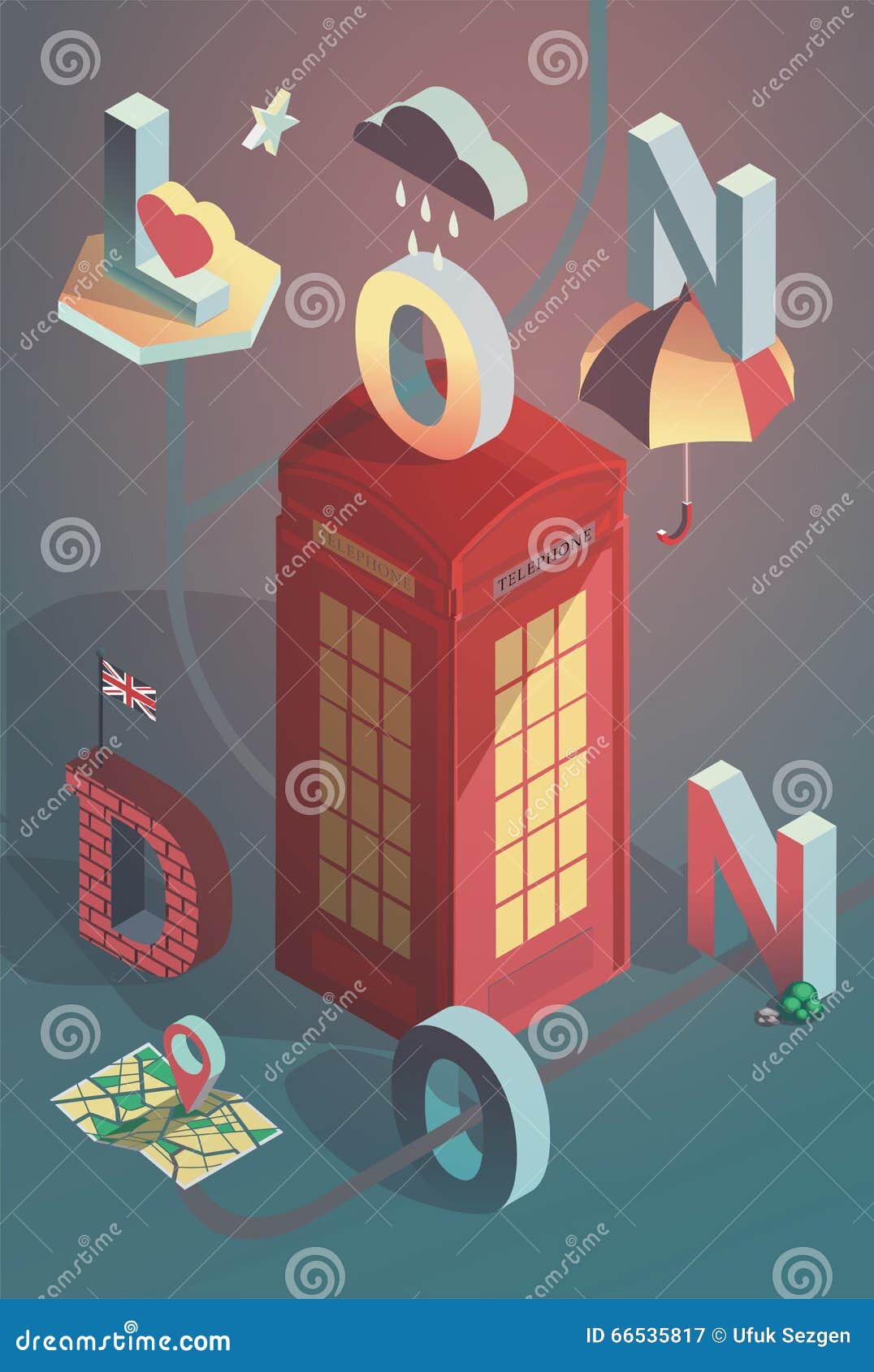 3d Isometric Vector London City Poster Stock Vector - Illustration of ...