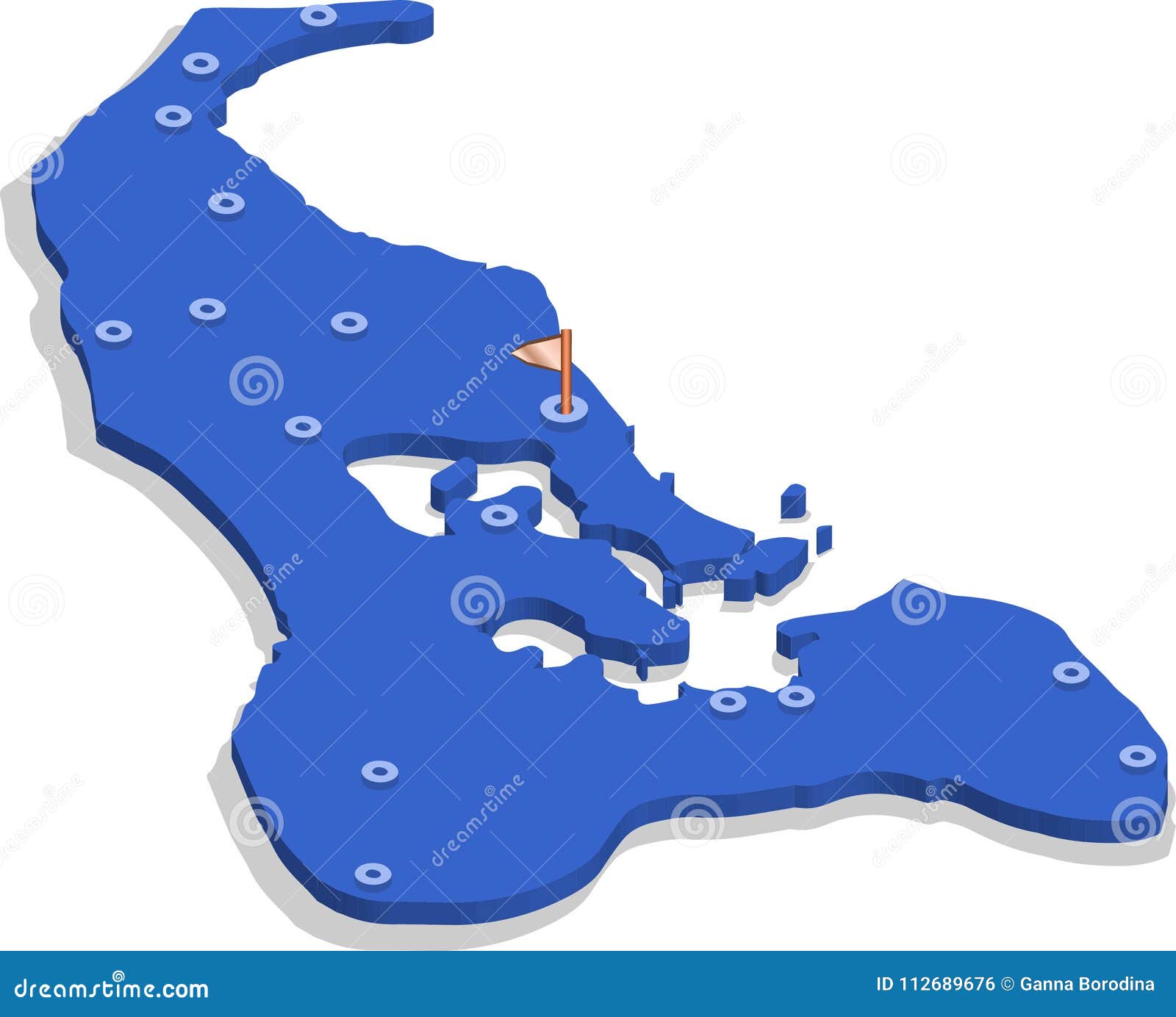 3d Isometric View Map of Tonga with Blue Surface and Cities. Isolated ...