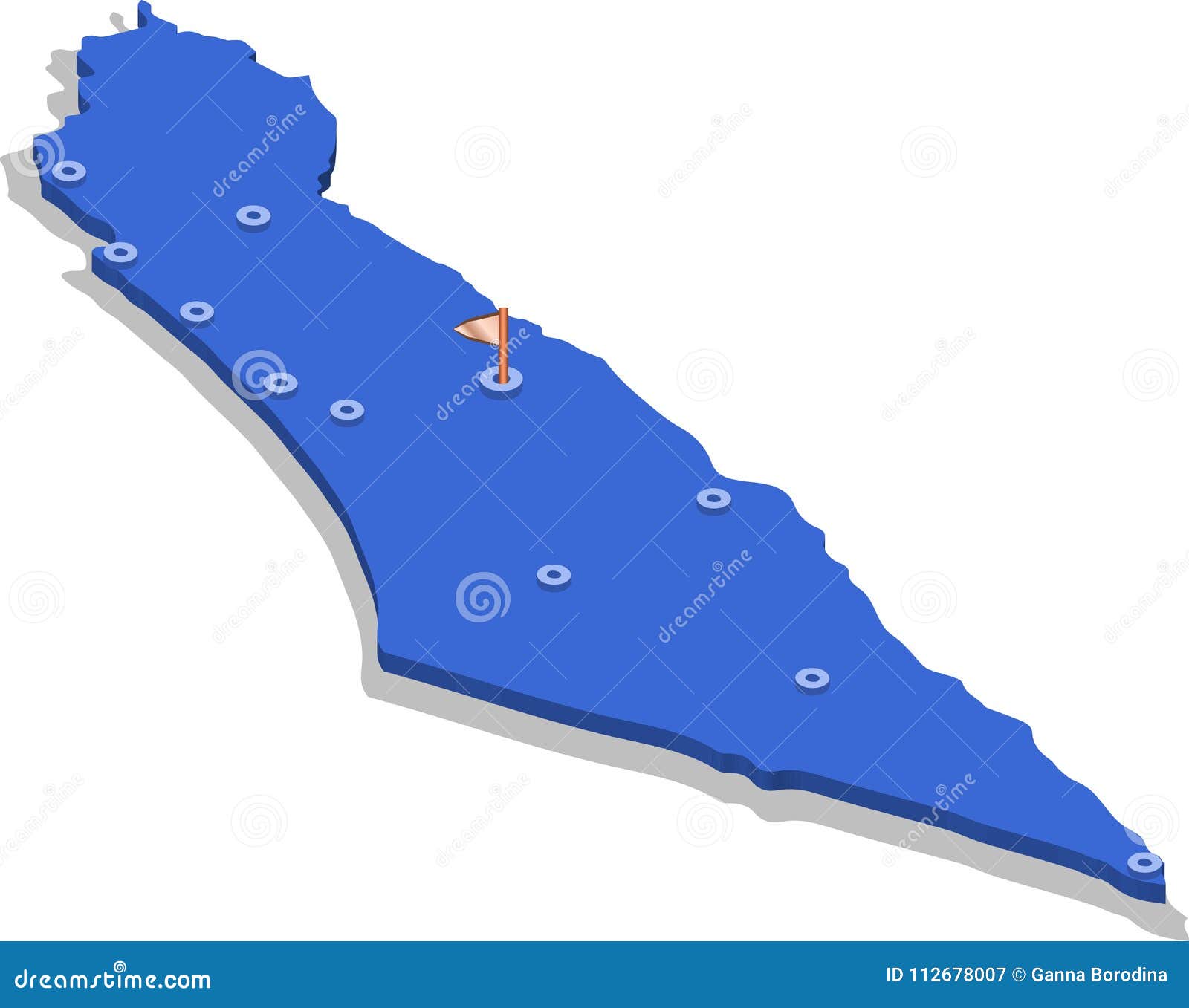 3d Isometric View Map of Israel with Blue Surface and Cities. Stock ...