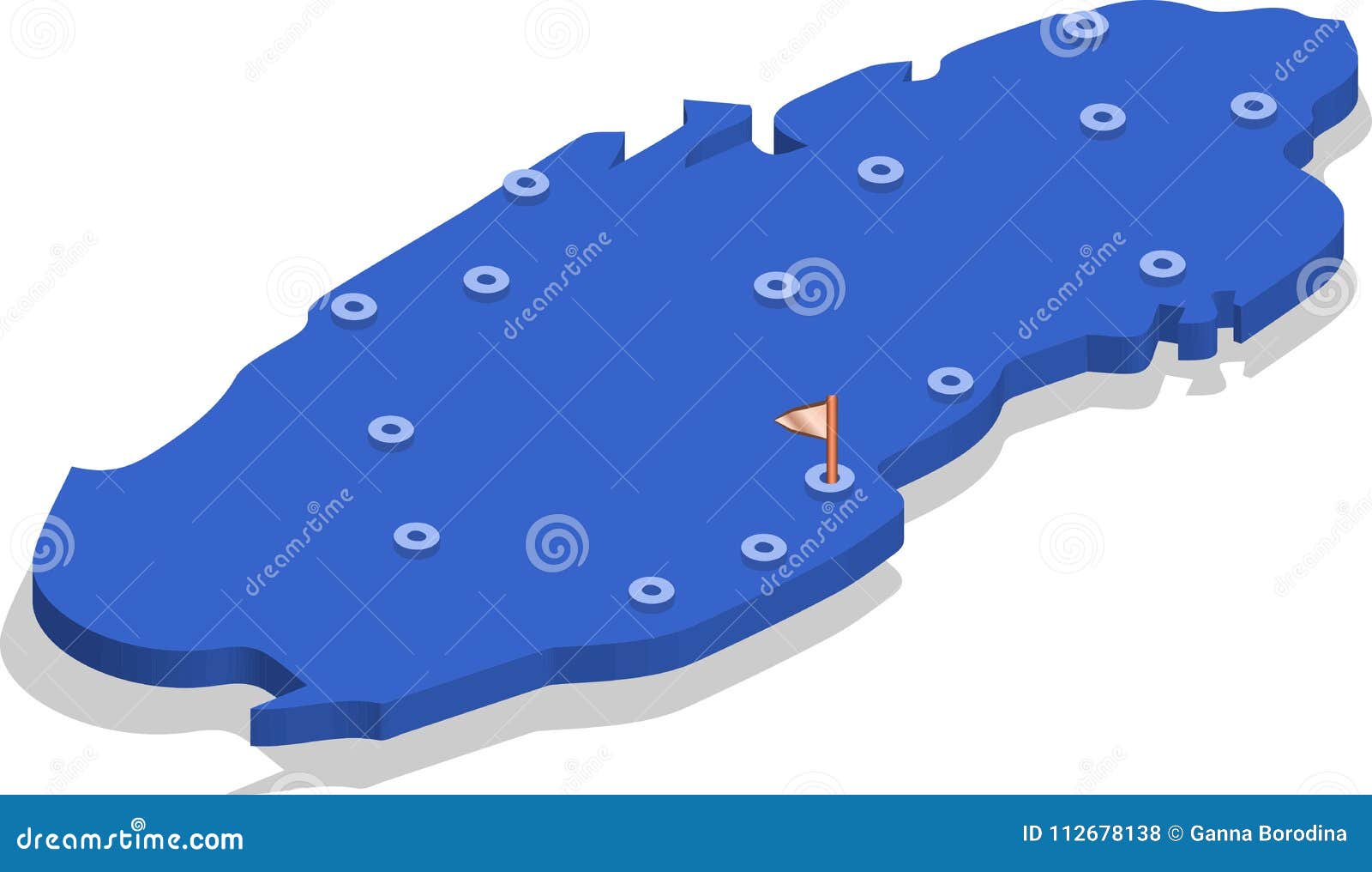 3d Isometric View Map of Qatar with Blue Surface and Cities. Stock ...