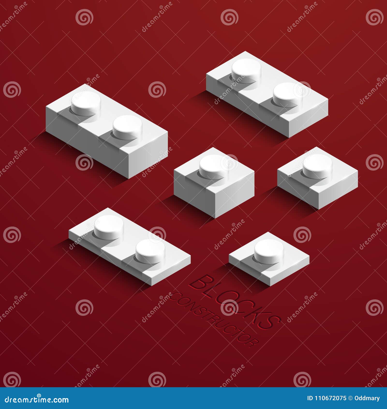 3d Isometric White Elements from Lego Building Bricks Stock Vector ...