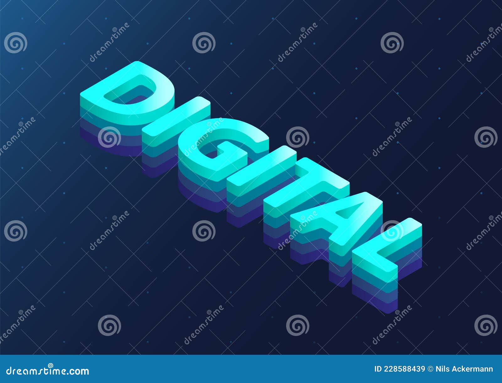 3d Isometric Word Digital As Vector Illustration. Digital and ...