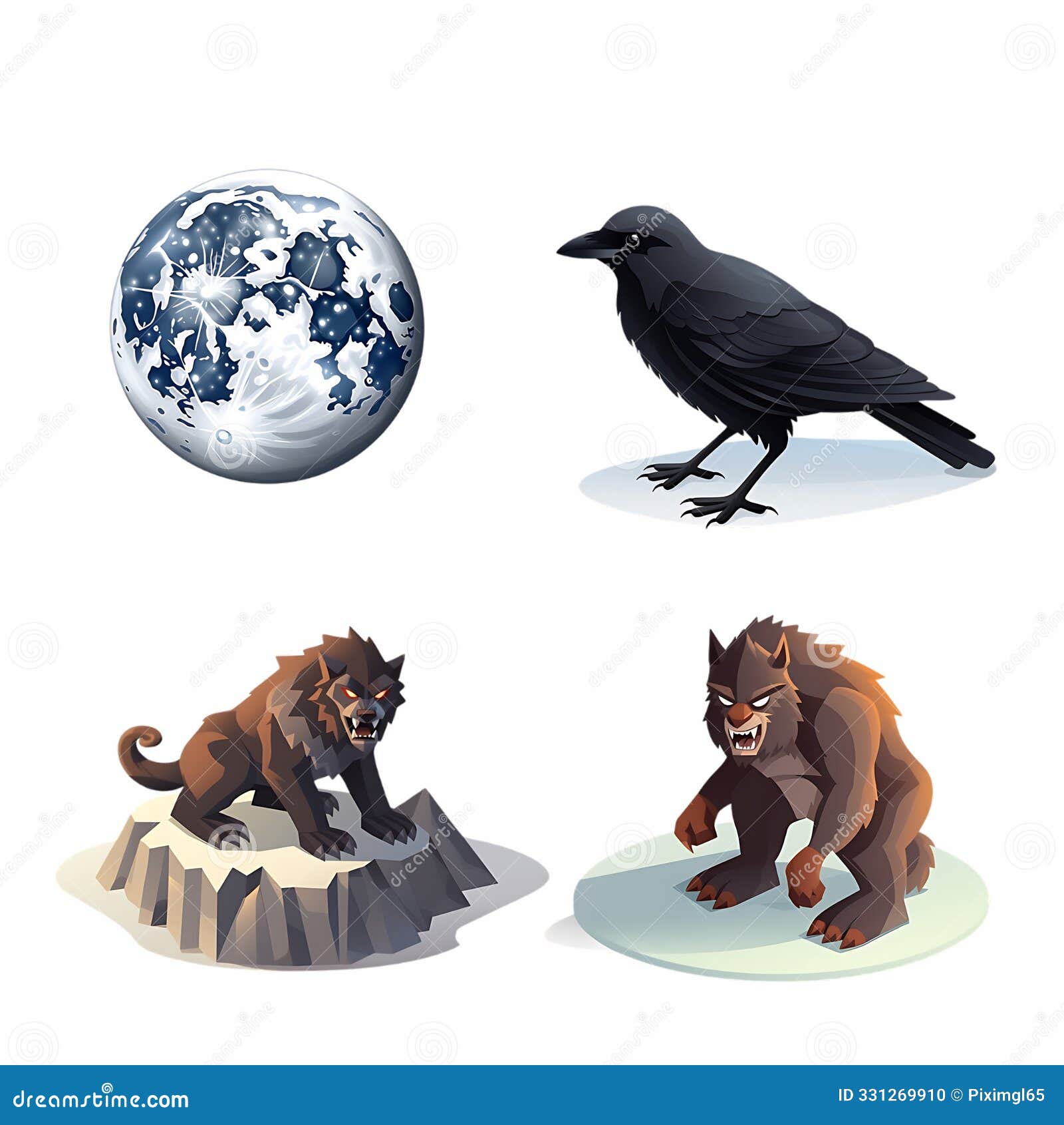 Crouching Raven Vector Illustration | CartoonDealer.com #23447604