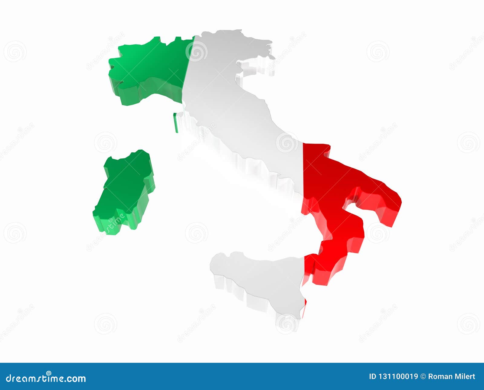 3D Italy Borderline with National Flag Colors Stock Illustration ...