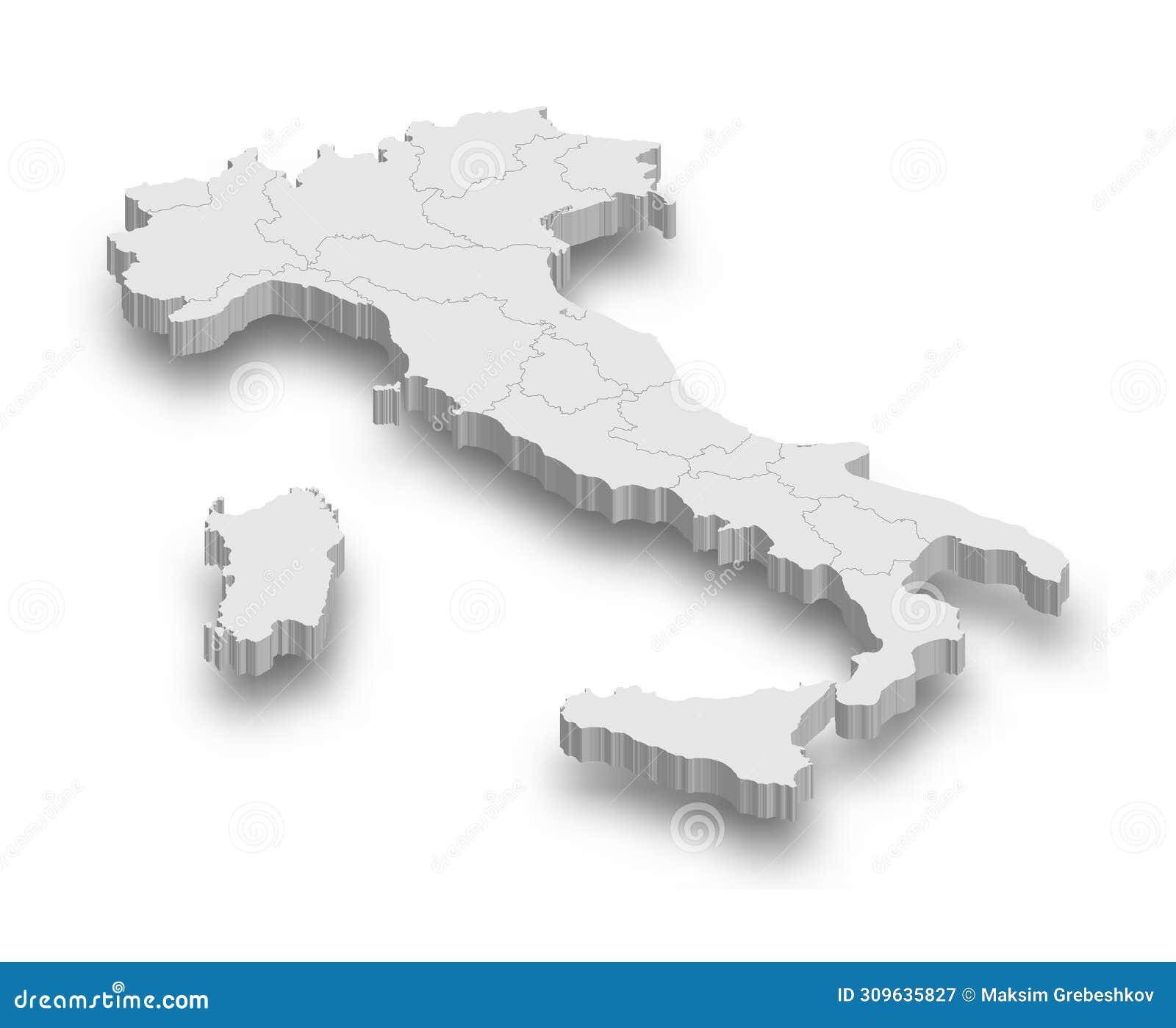 Italy Map. Italy Map With White Background And All States Names Vector ...