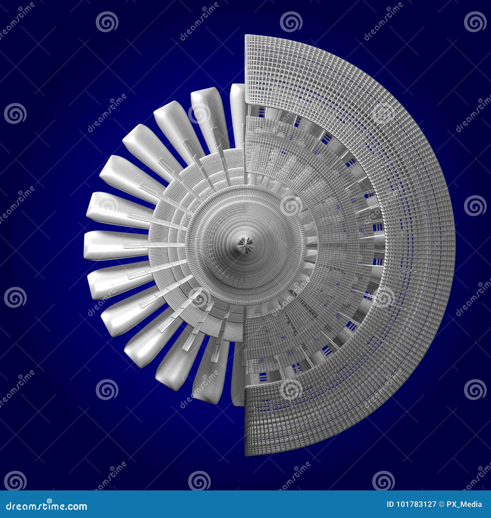 3D jet engine - back view stock illustration. Illustration of motor ...