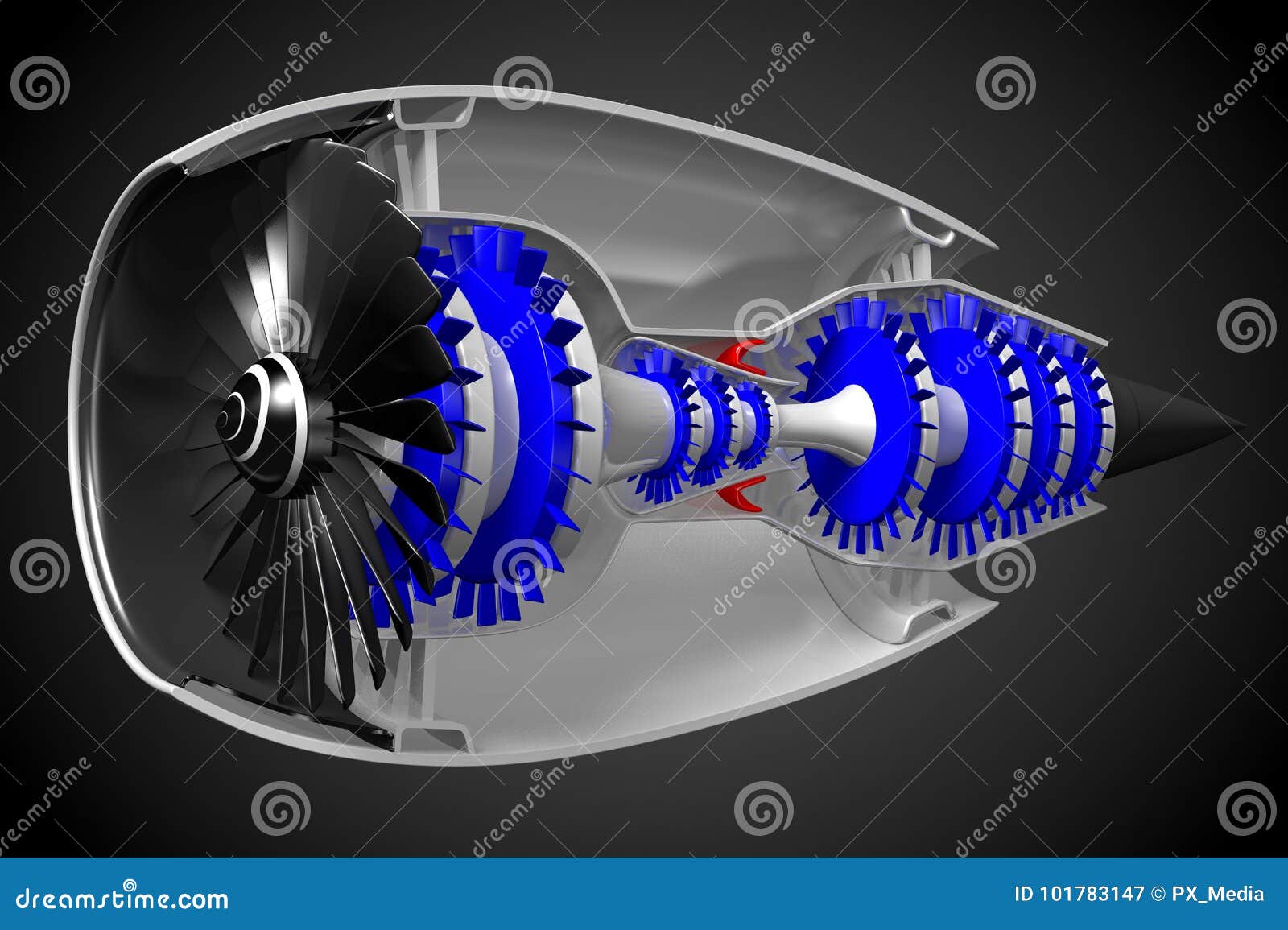 3D Jet Engine - Front, Side View Stock Illustration - Illustration of ...