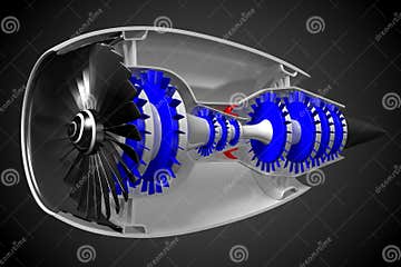 3D Jet Engine - Front, Side View Stock Illustration - Illustration of ...