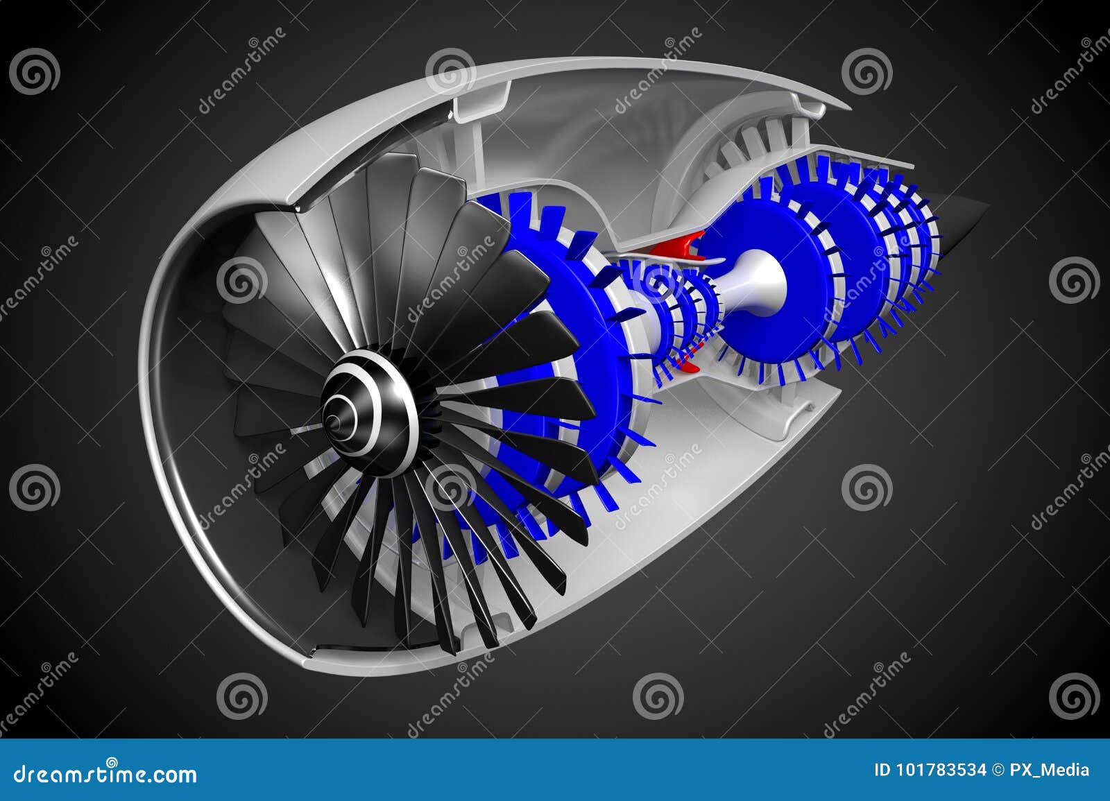 3D Jet Engine - Front, Side View Stock Illustration - Illustration of ...