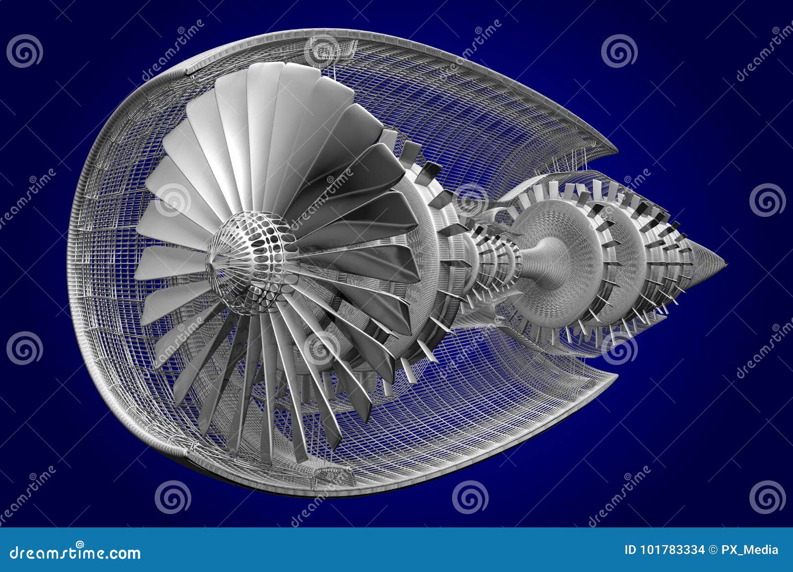 3D Jet Engine - Front, Side View Stock Illustration - Illustration of ...
