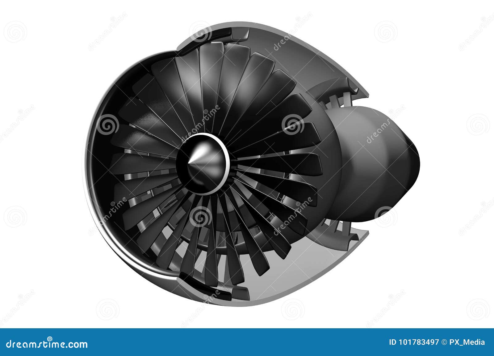 3D Jet Engine - Front View/side View Stock Illustration - Illustration ...