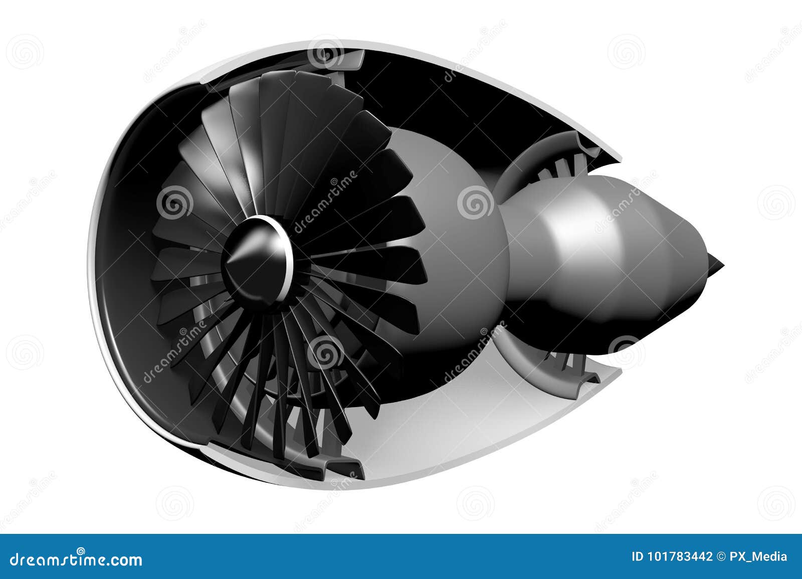 3D Jet Engine - Front View/side View Stock Illustration - Illustration ...