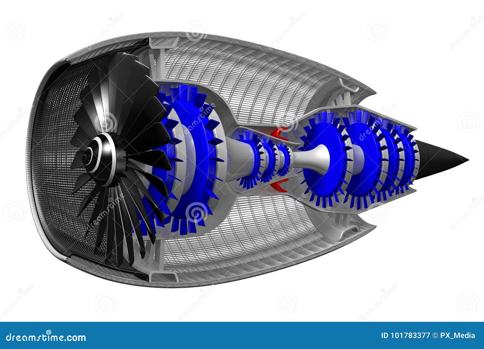 3D jet engine - side view stock illustration. Illustration of engine ...