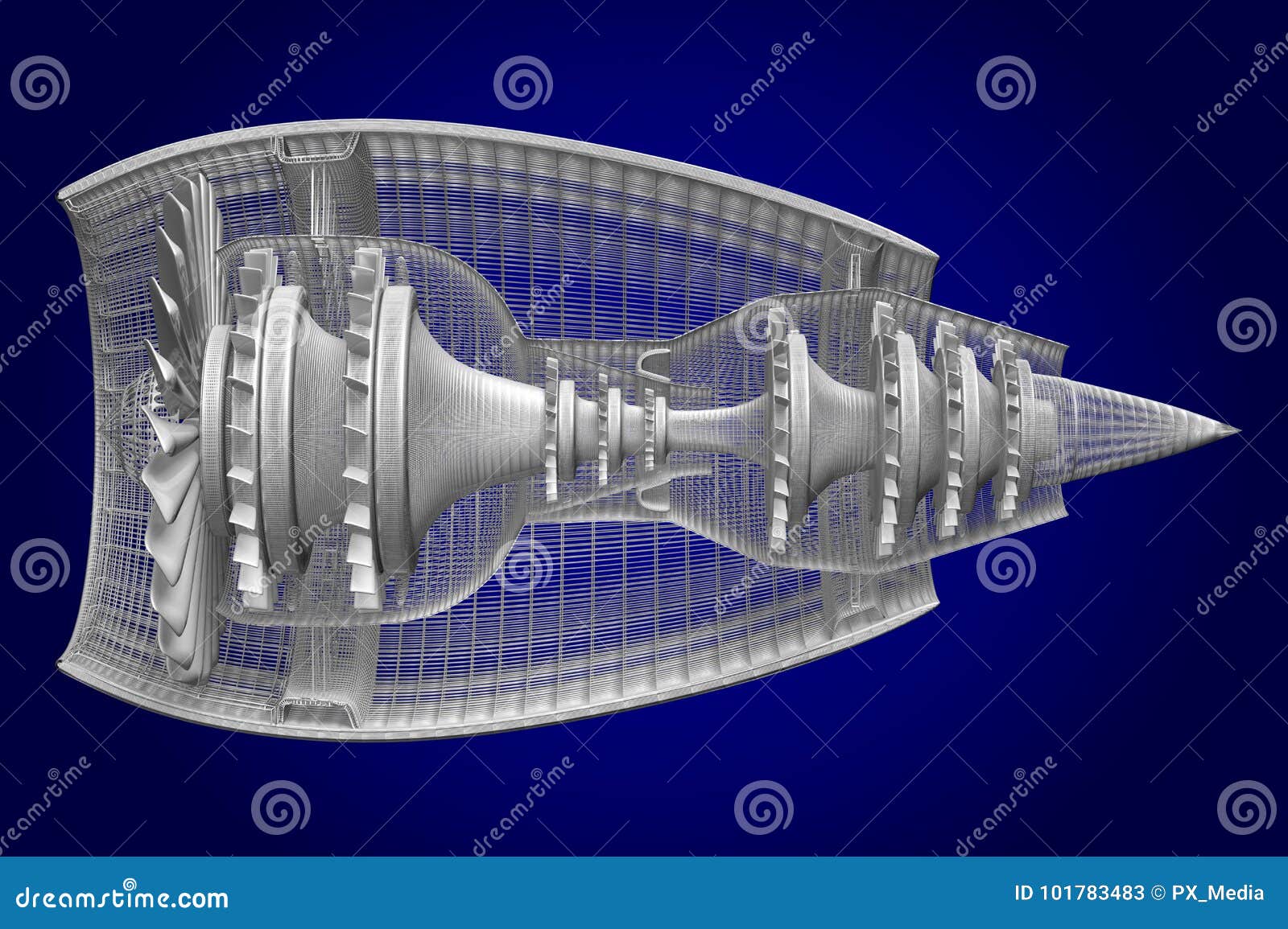 3D jet engine - side view stock illustration. Illustration of airplane ...