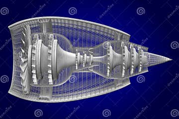 3D jet engine - side view stock illustration. Illustration of airplane ...