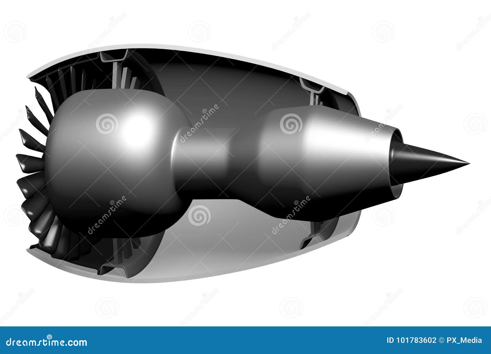 3D jet engine - side view stock illustration. Illustration of ...