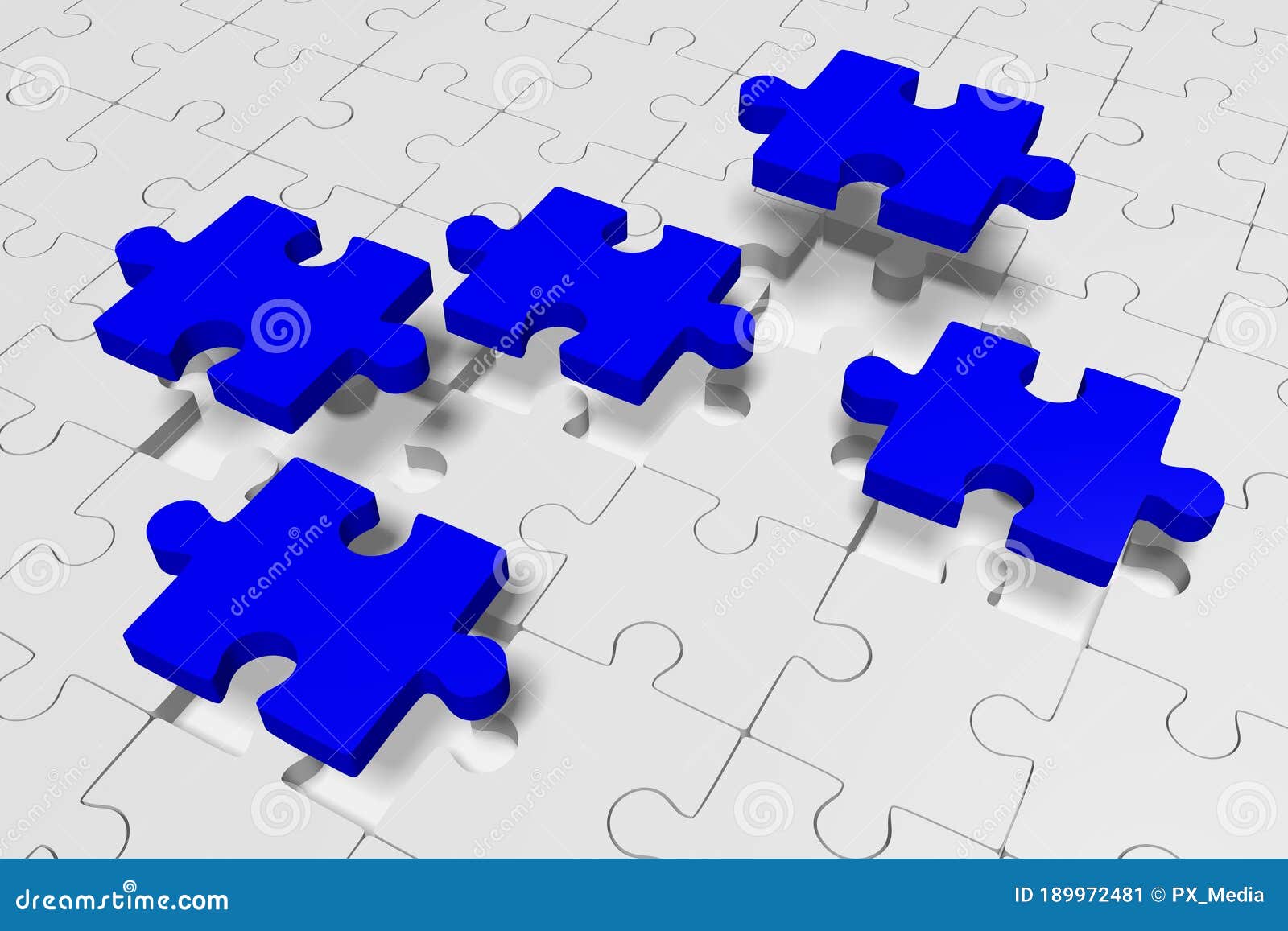 3D blue jigsaw puzzles stock illustration. Illustration of blue - 189972481