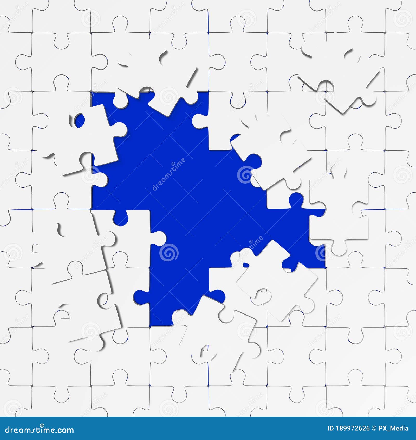 3D Jigsaw Puzzle Pieces, Blue Background Stock Illustration ...